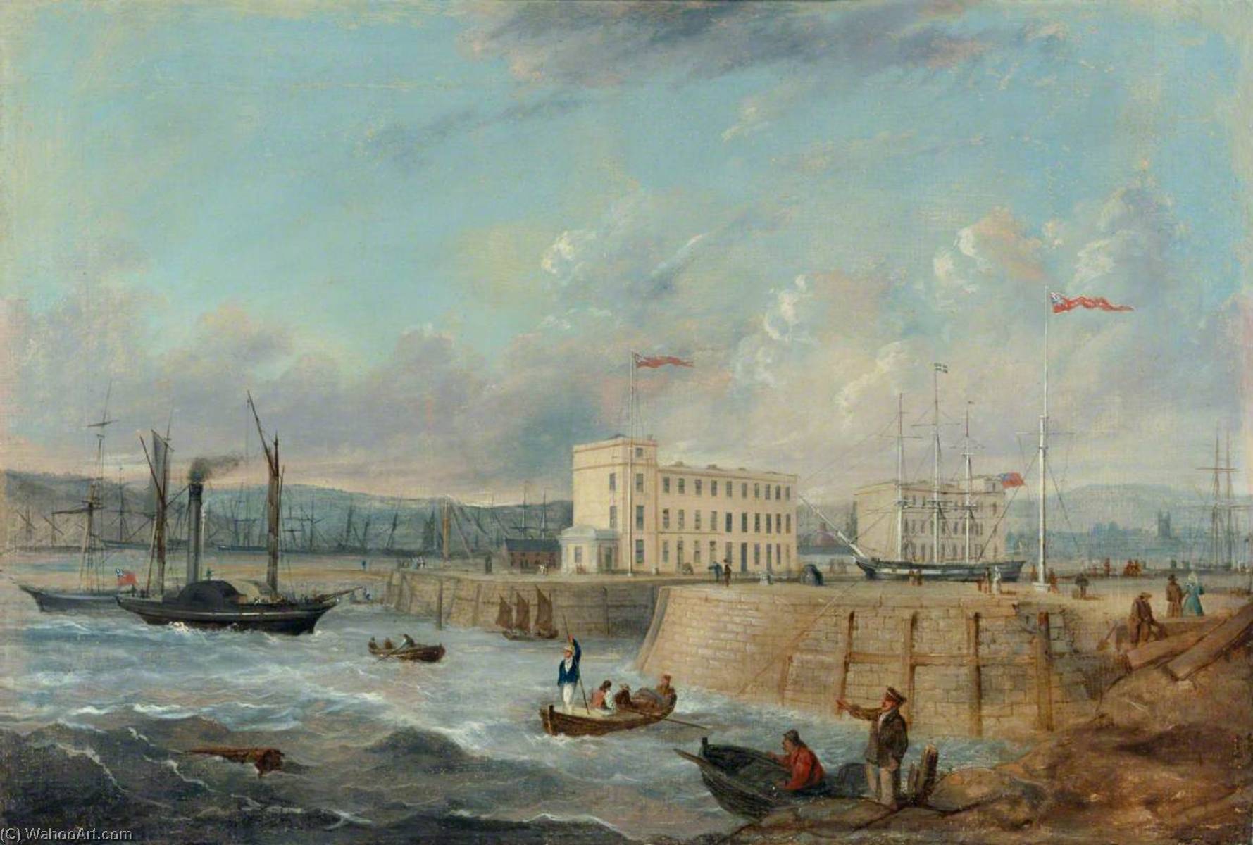 Reproduções De Belas Artes Pierhead, Cardiff, 1840 por Alexander Wilson ...