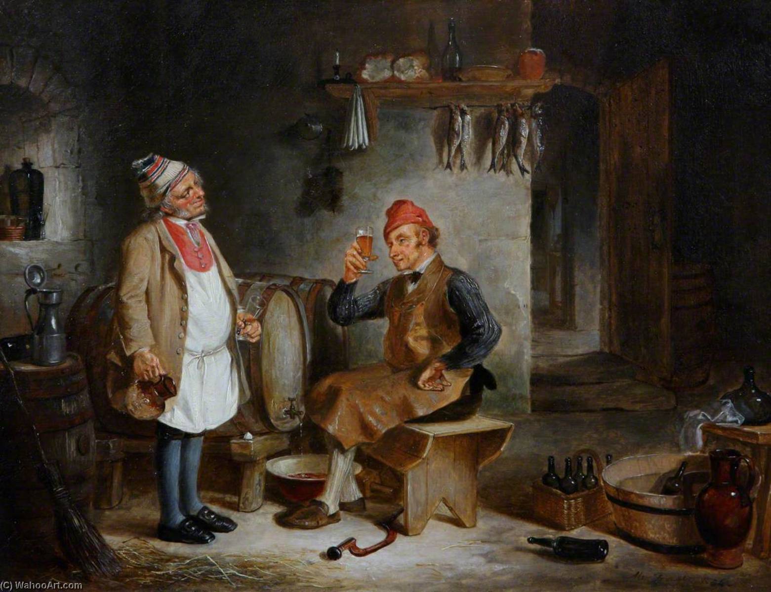 Paintings Reproductions Ale Cellar, Tapping the Barrel, 1854 by ...