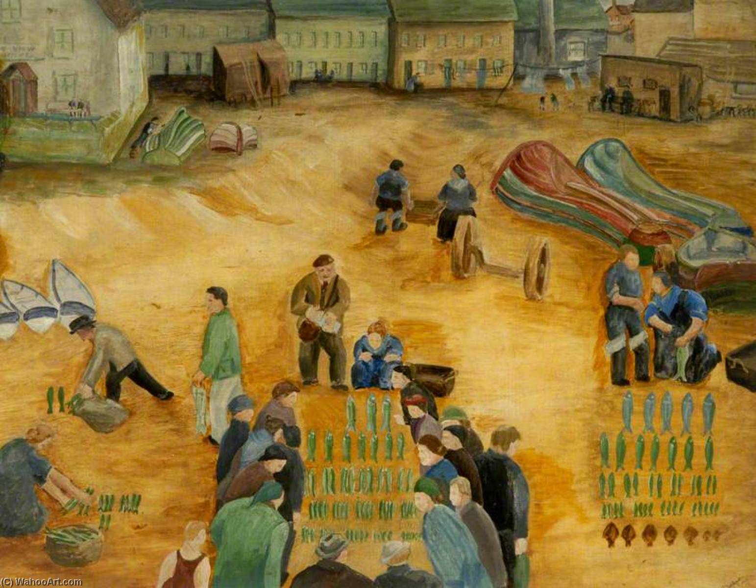 Purchase Oil Painting Replica Fish Sale, 1939 by Harry Wilson (1867 ...