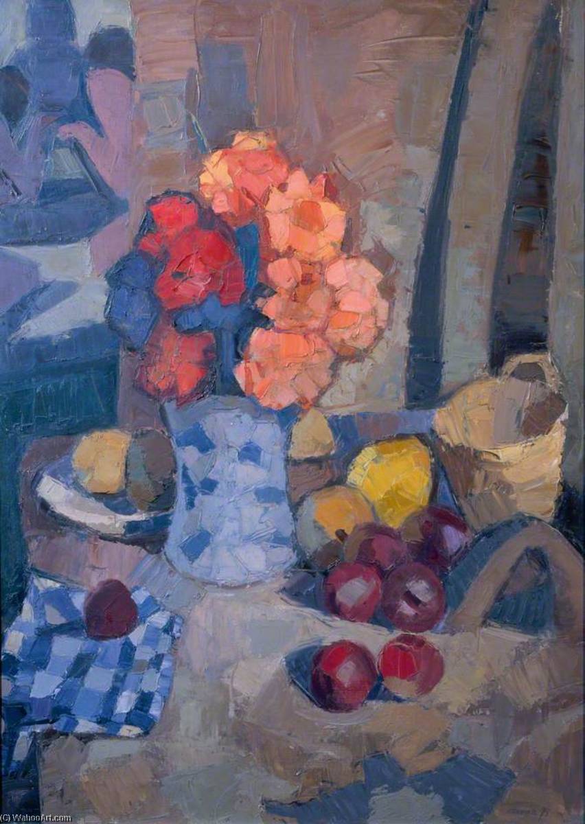 Artwork Replica Flowers, Fruit and Checked Cloth by Denis Frederic Neal ...