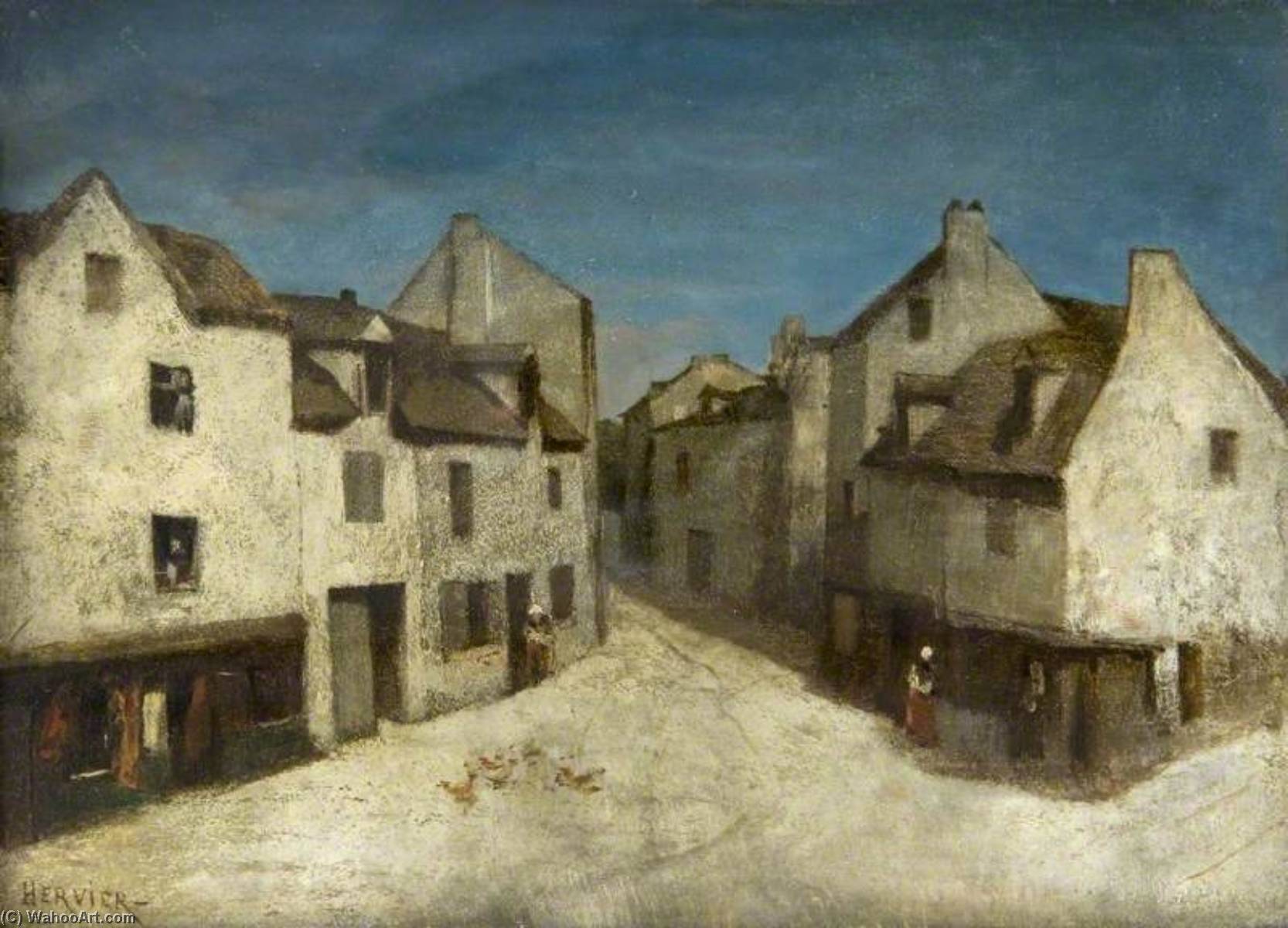 Museum Art Reproductions Village Street with Poultry by Louis Adolphe ...