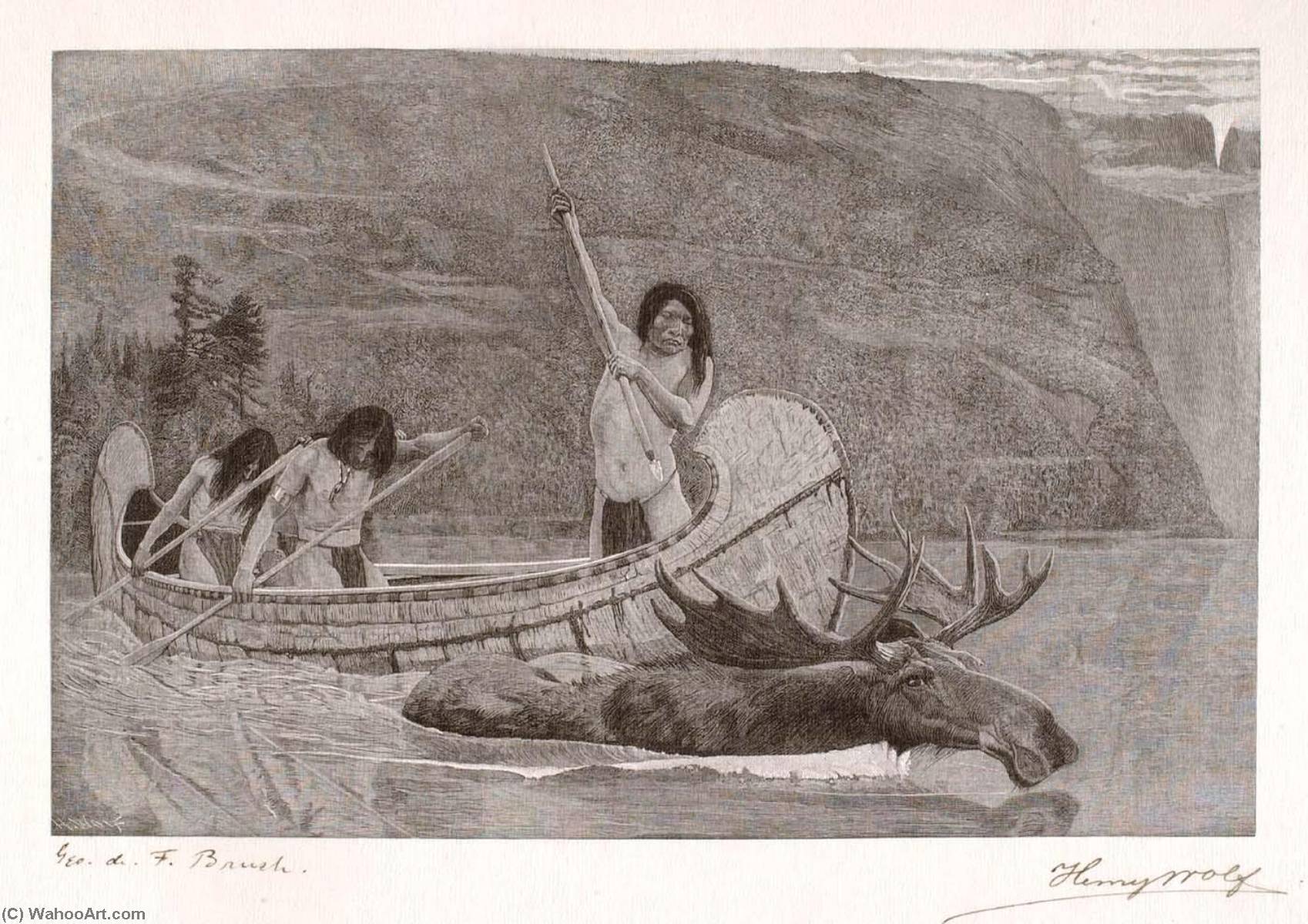 Killing the Moose, 1891 by Henry Wolf (1925-2005, Austria) Henry Wolf ...