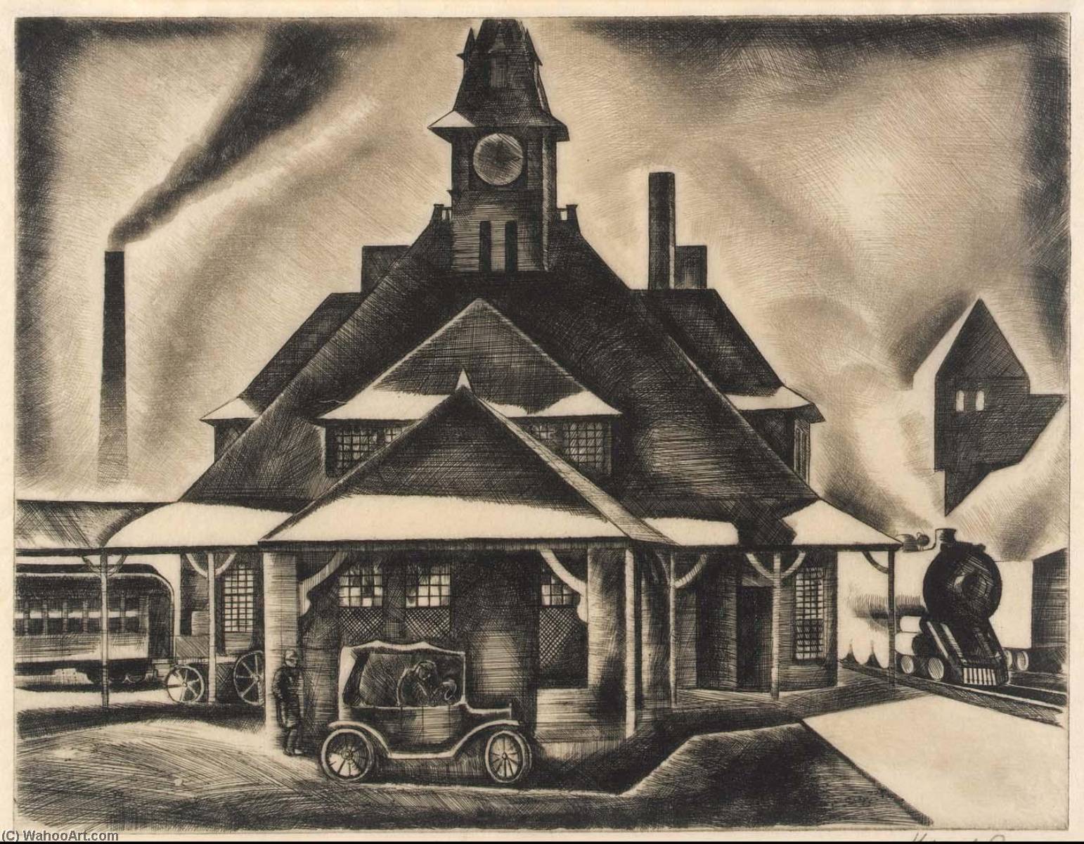Get Paintings Reproductions The Station, 1928 by Howard Cook (Inspired ...