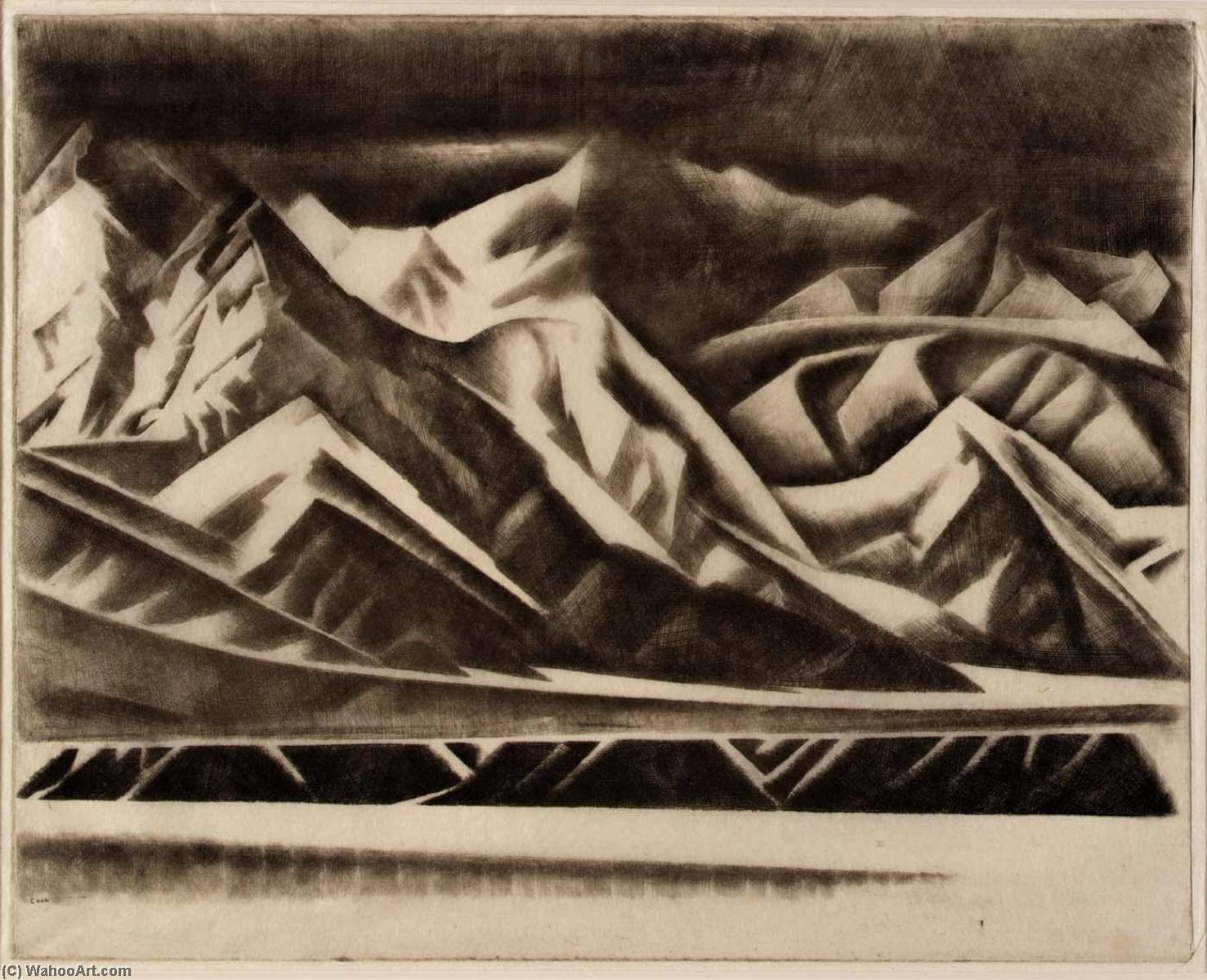 Artwork Replica Mountain Range, 1939 by Howard Cook (Inspired By) (1901 ...