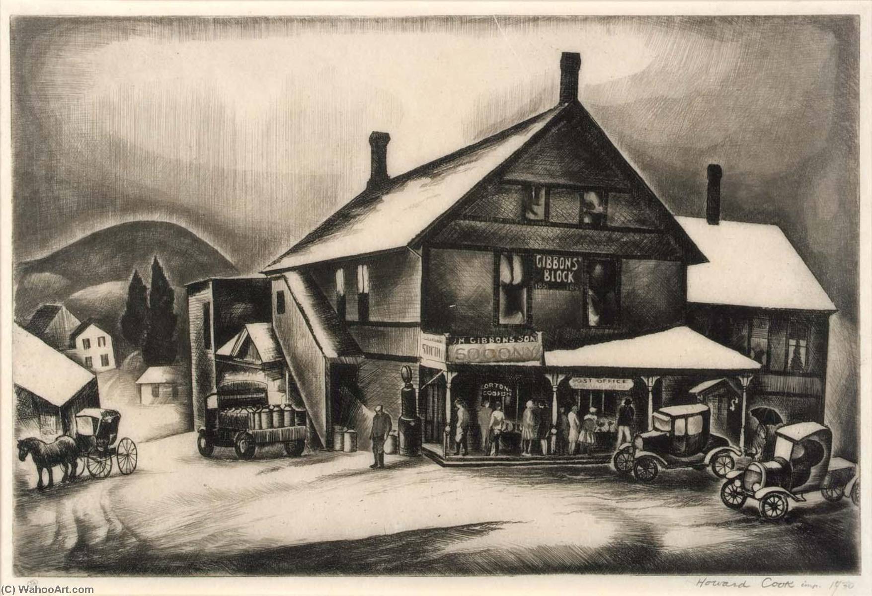 订购 畫複製 国家存储, 1929 通过 Howard Cook (灵感来自) (1901-1980) | ArtsDot.com