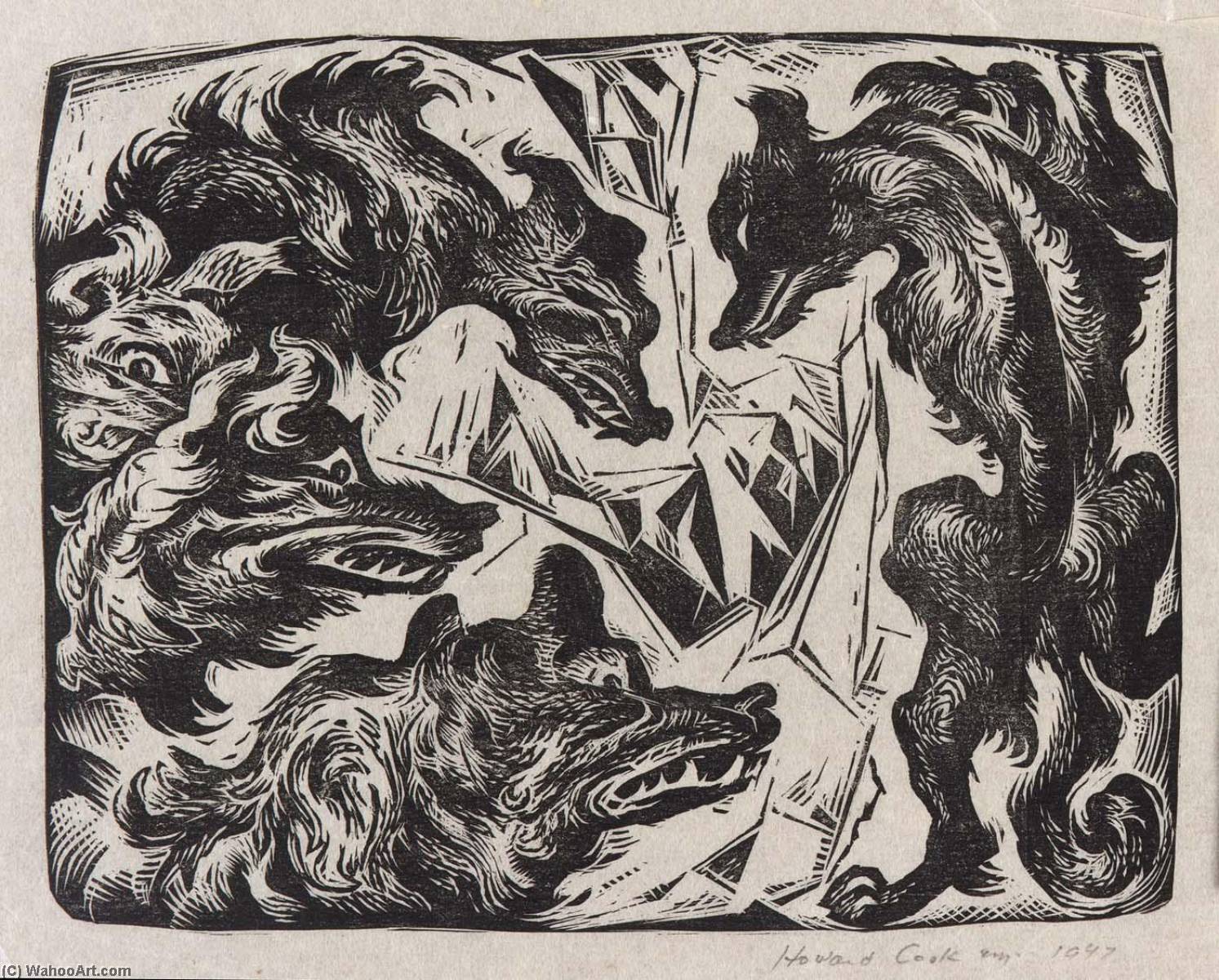 Purchase Oil Painting Replica The Pack, 1947 by Howard Cook (Inspired ...