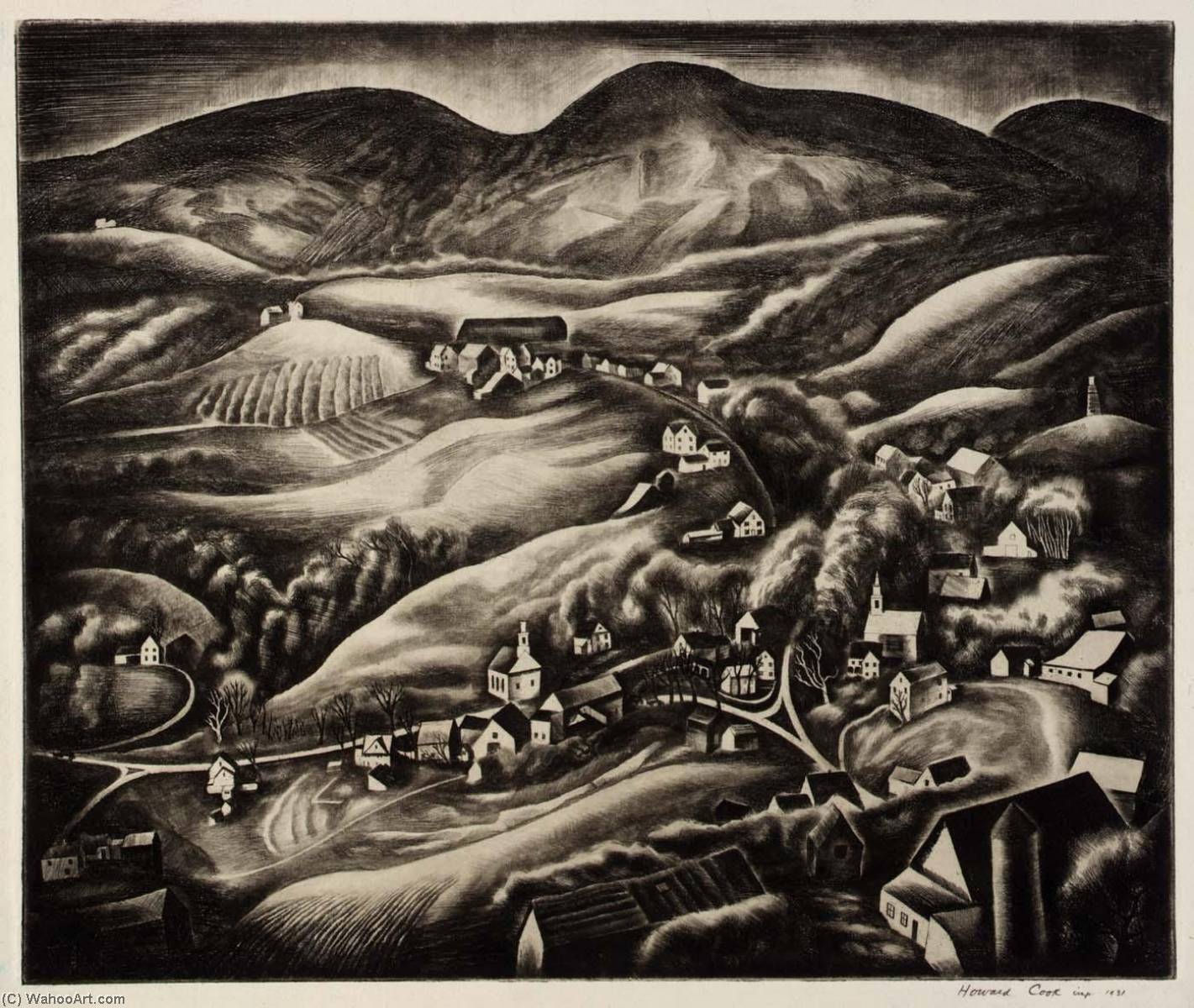 Get Art Reproductions Hill Town, 1931 by Howard Cook (Inspired By ...