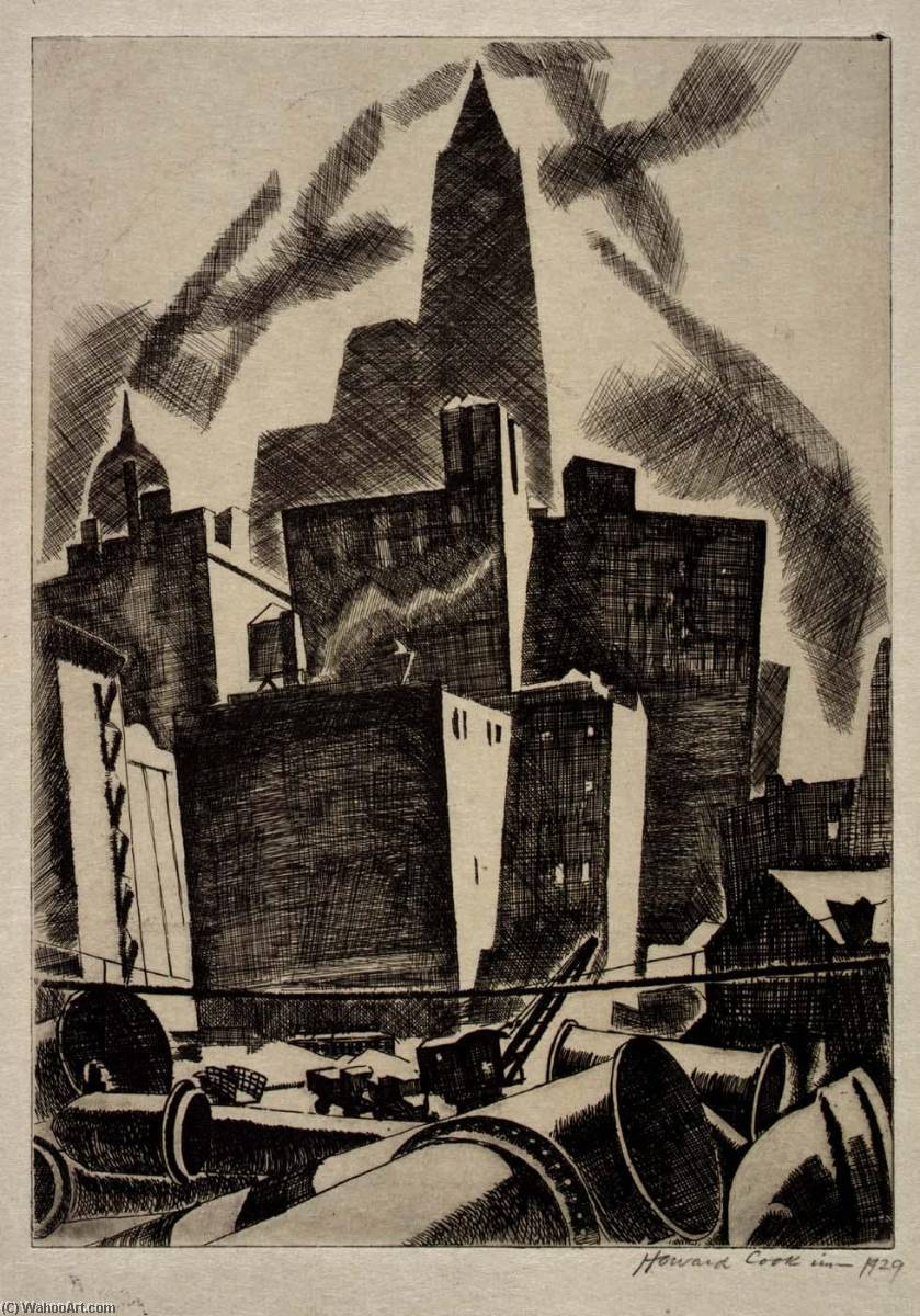 Buy Museum Art Reproductions Towers, N.Y, 1928 by Howard Cook (Inspired ...