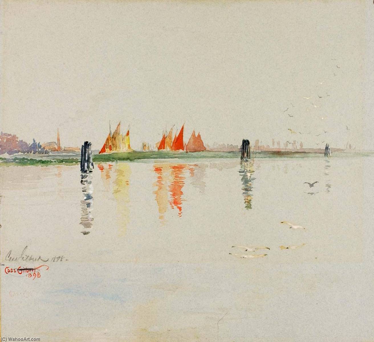 Reproduções De Belas Artes A Lagoa, Veneza, 1898 por Cass Gilbert (1859 ...