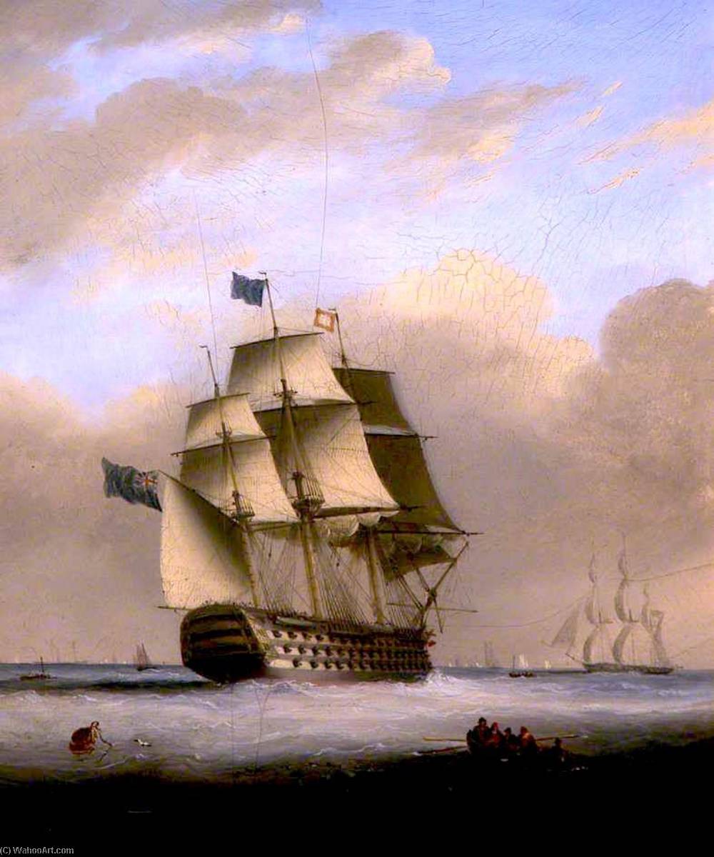Oil Painting Replica HMS `Britannia` by Nicholas Matthew Condy (1816 ...