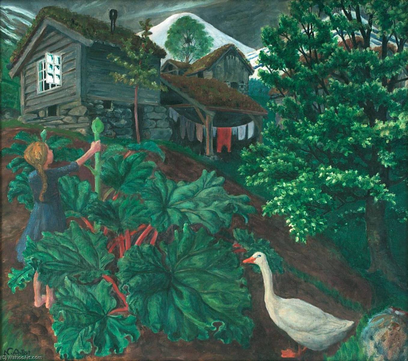 Oil Painting Replica The Goose, 1926 by Nikolai Astrup | ArtsDot.com