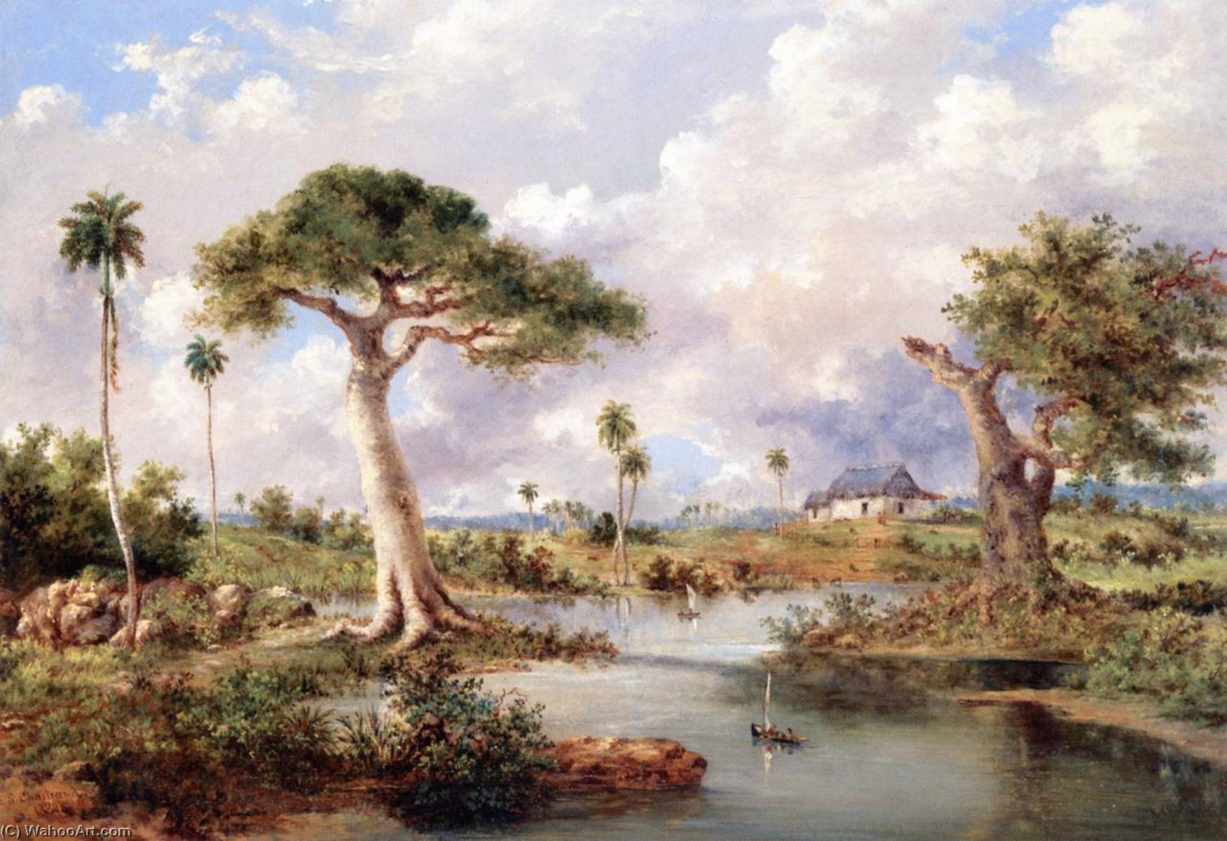 Artwork Replica Landscape, 1880 by Esteban Chartrand Y Dubois (1840 ...