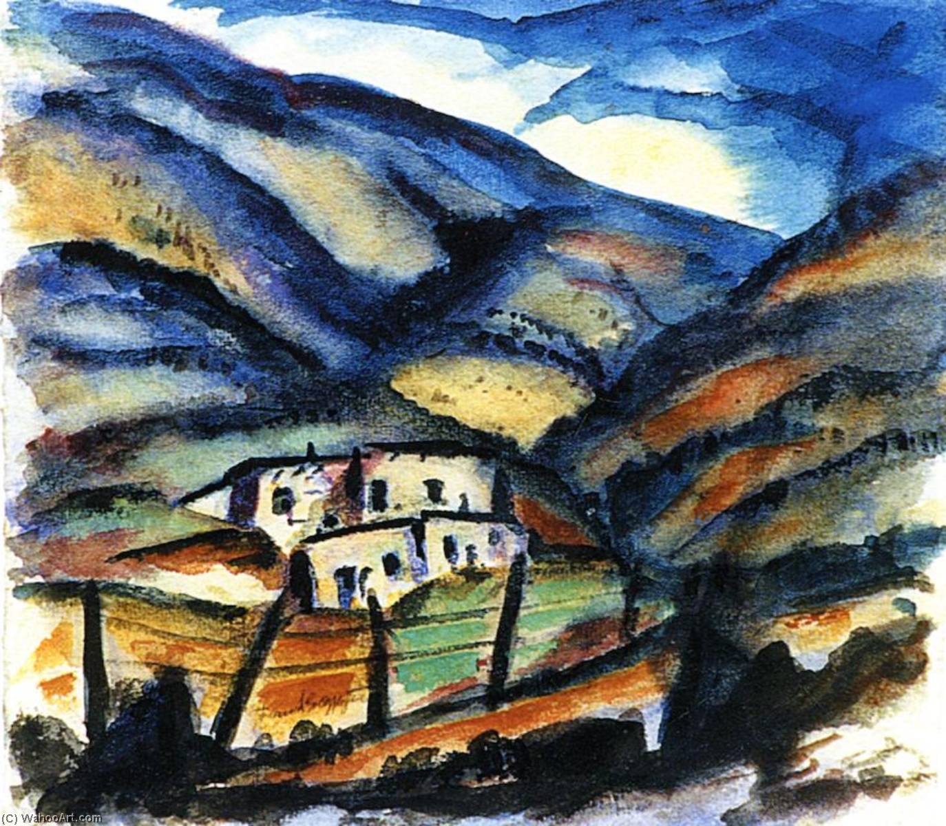 Buy Museum Art Reproductions Houses Behind Fence by Frank Applegate ...