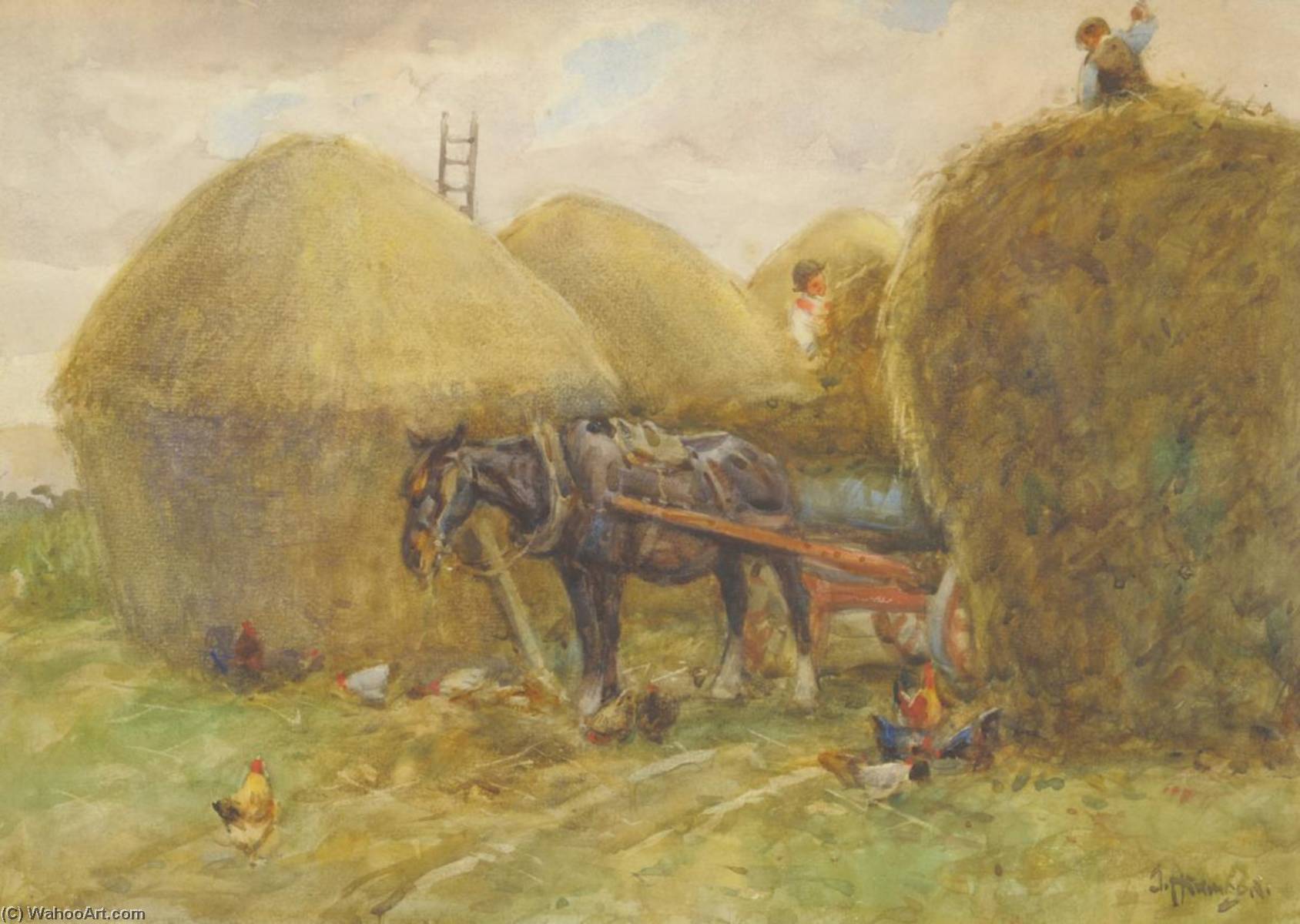 Buy Museum Art Reproductions Figures Harvesting, a Horse drawn Cart ...
