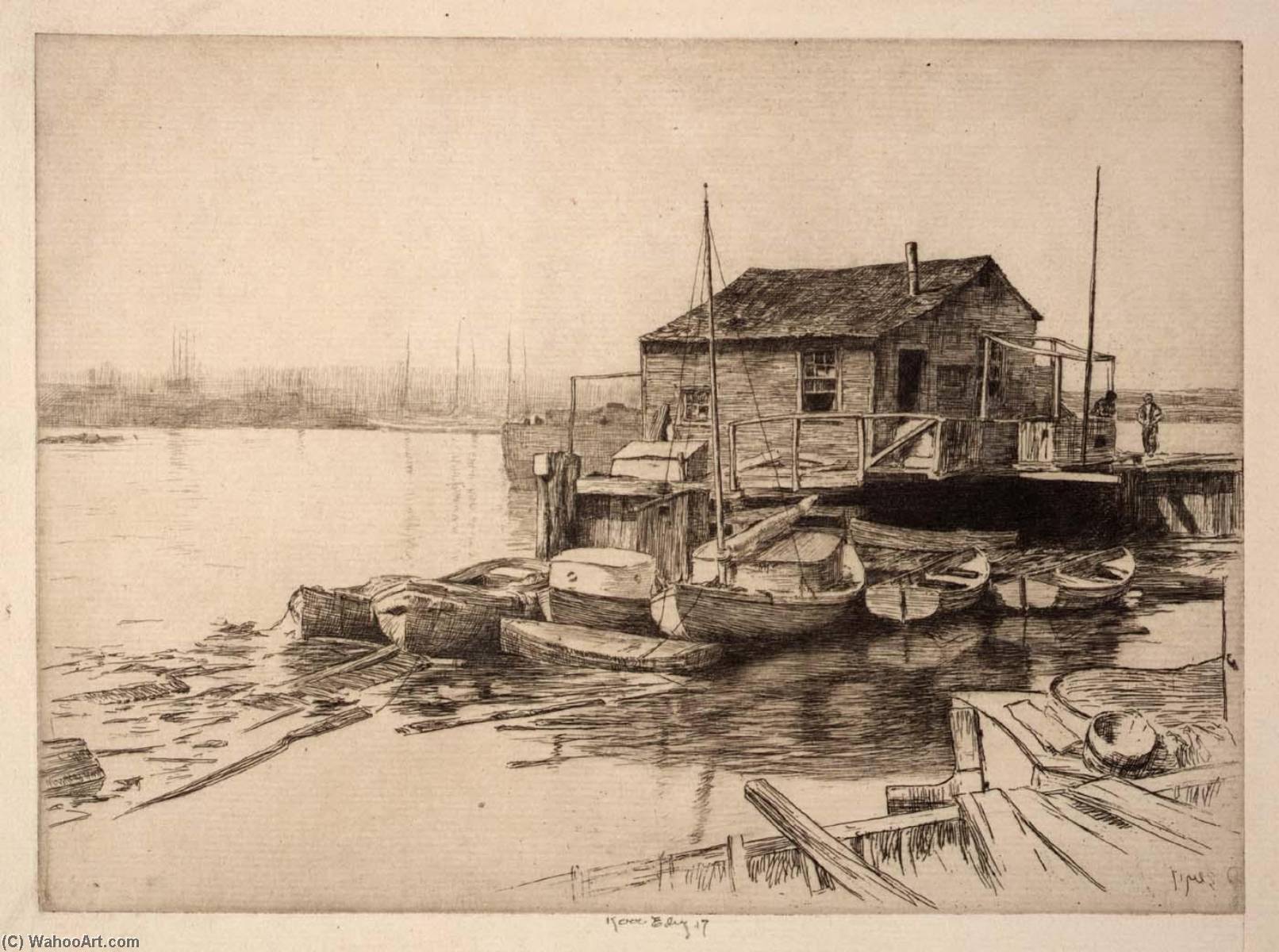 Buy Museum Art Reproductions Fish House, 1917 by Kerr Eby (1889-1946 ...