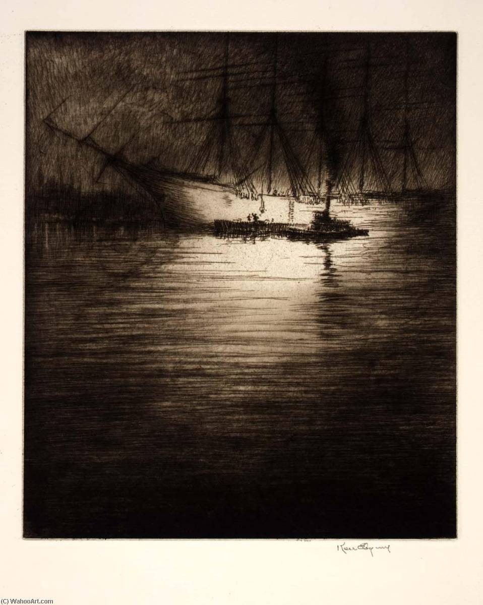 Get Paintings Reproductions Night Loading, 1930 by Kerr Eby (1889-1946 ...