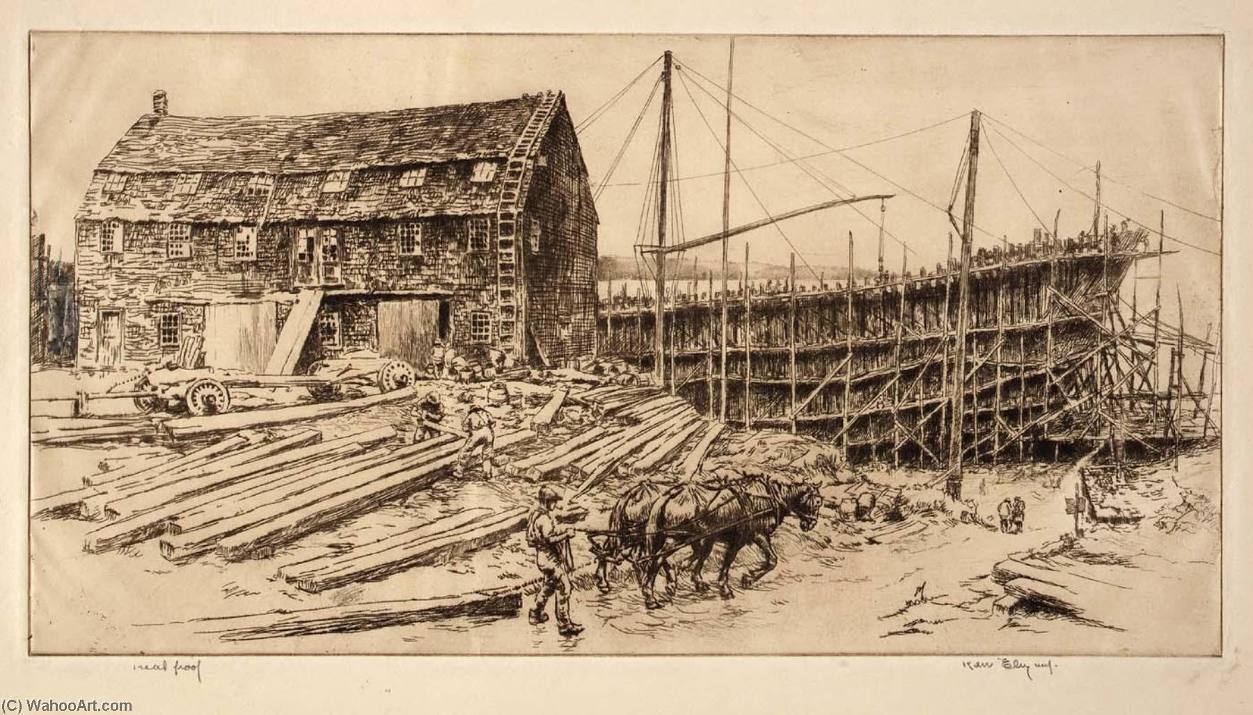 Paintings Reproductions | The Schooner Syntram, 1921 by Kerr Eby (1889 ...