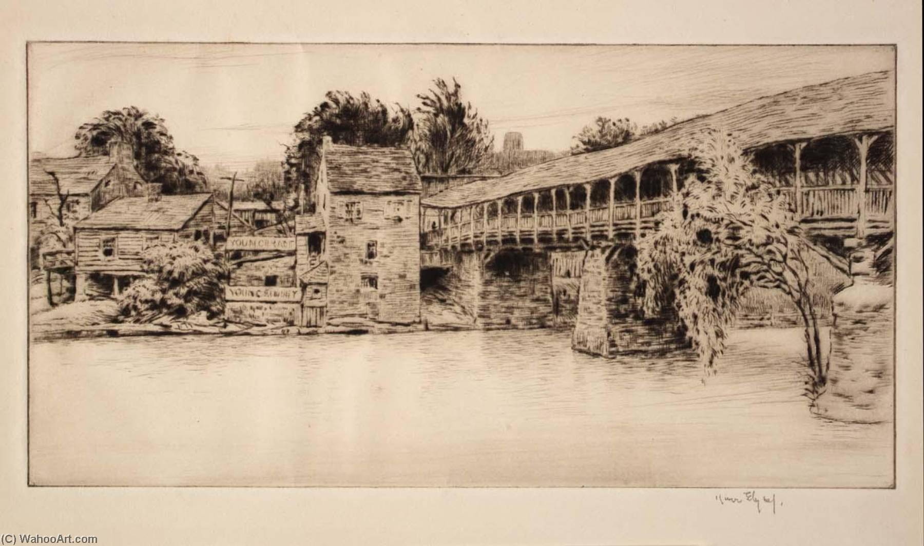 Adquirir Reproduções De Pinturas Ponte coberta, 1940 por Kerr Eby (1889 ...