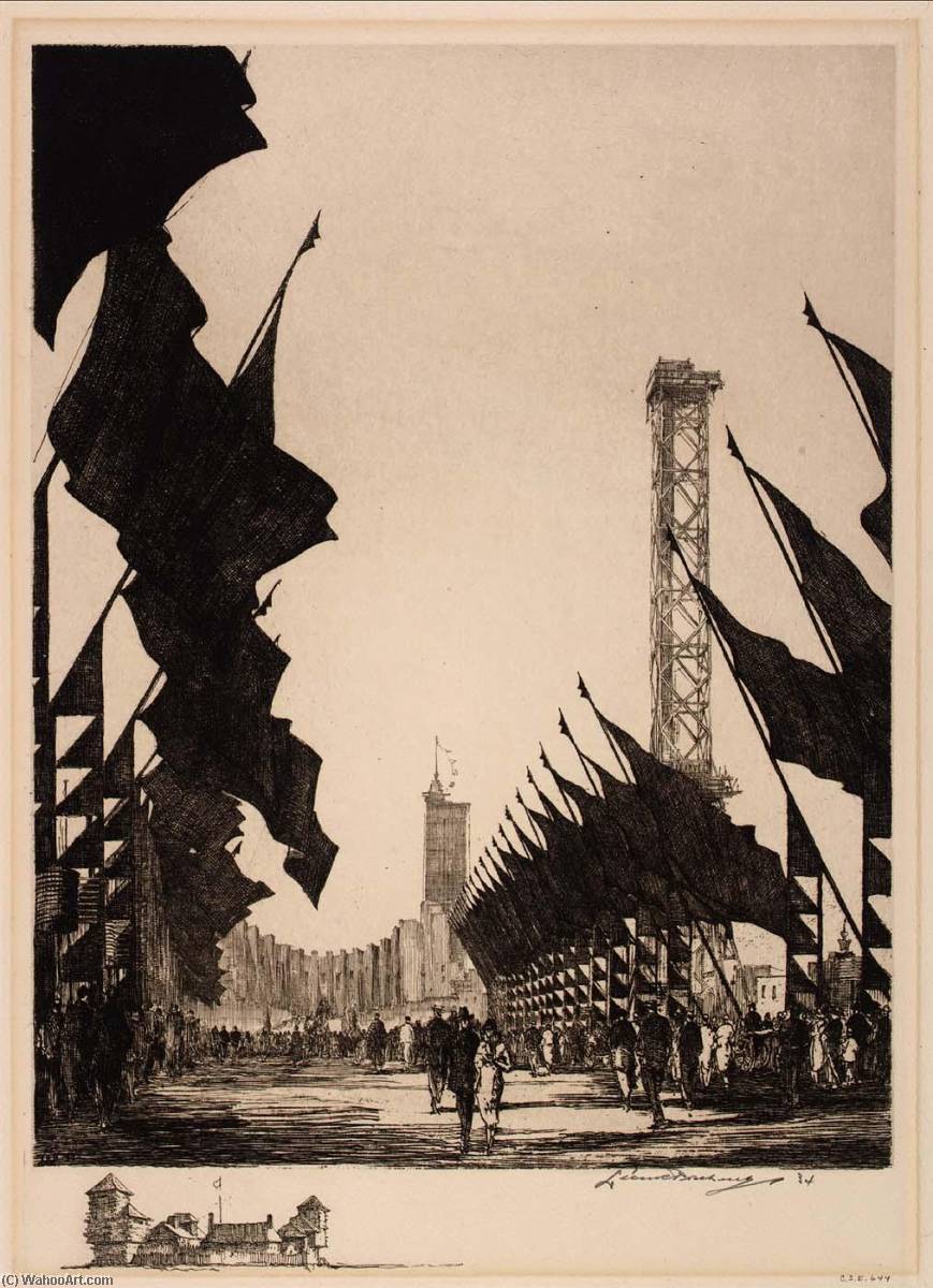 Artwork Replica Avenue of Flags, Chicago Fair, 1934, 1934 by Leon R ...