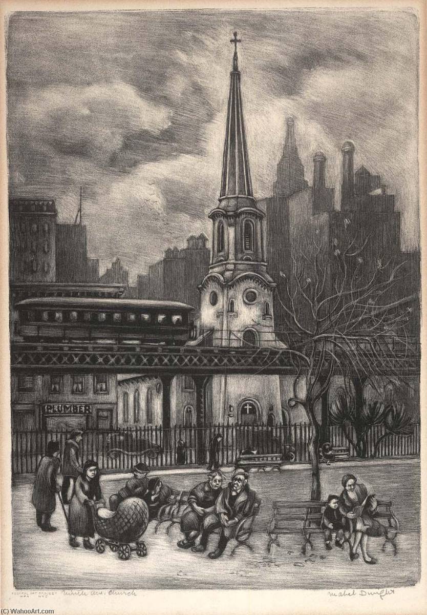 Ninth Ave. Church, 1936 by Mabel Dwight Mabel Dwight | ArtsDot.com