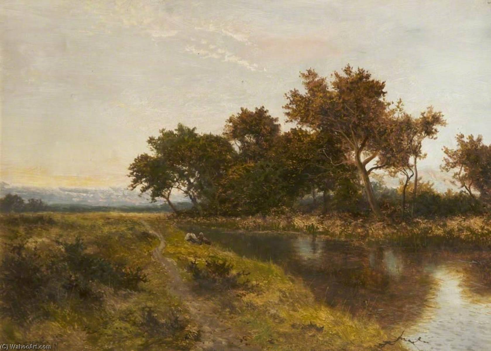 Get Paintings Reproductions Landscape Two Figures by a Stream, 1895 by ...