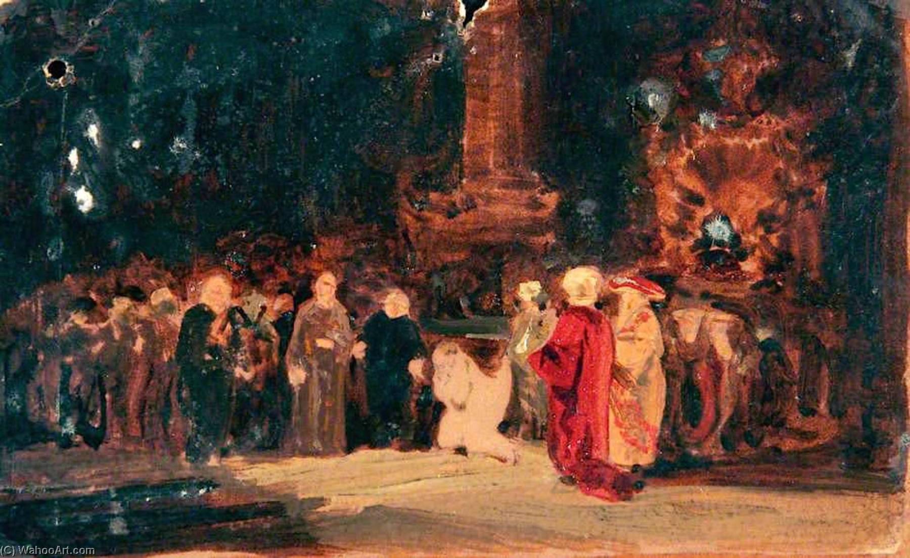 Artwork Replica Figures in an Interior by Joseph Clover (1779-1853 ...