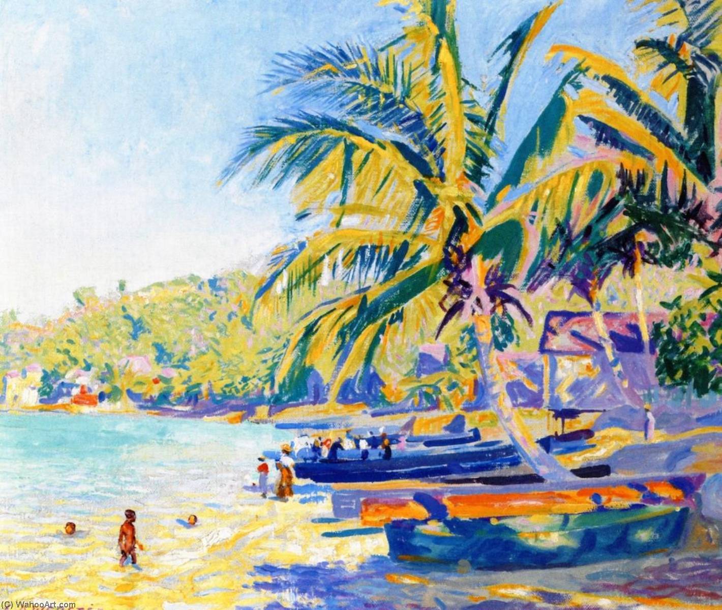 Oil Painting Replica Harbor, Montego Bay, 1906 by Edwin Ambrose Webster ...
