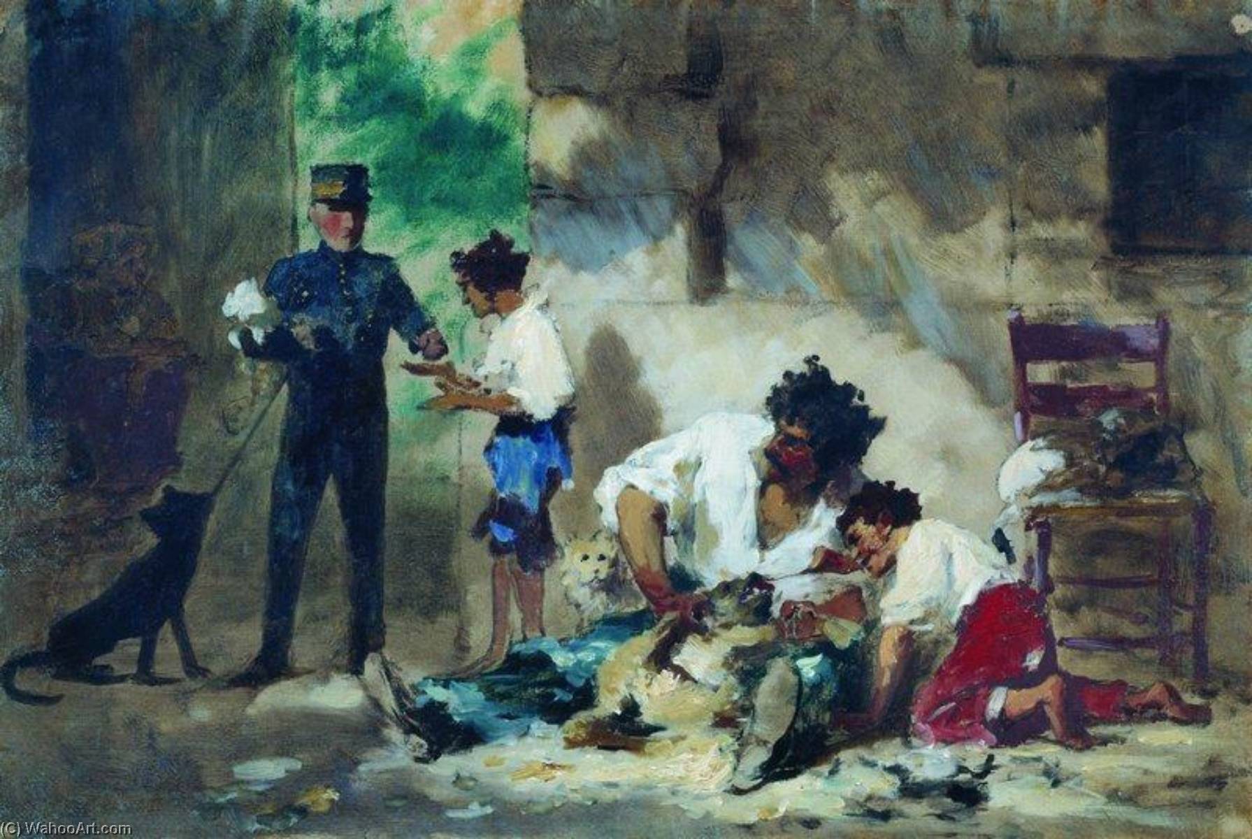 Get Paintings Reproductions Grooming Dogs in Naples by Fedor Bronnikov ...