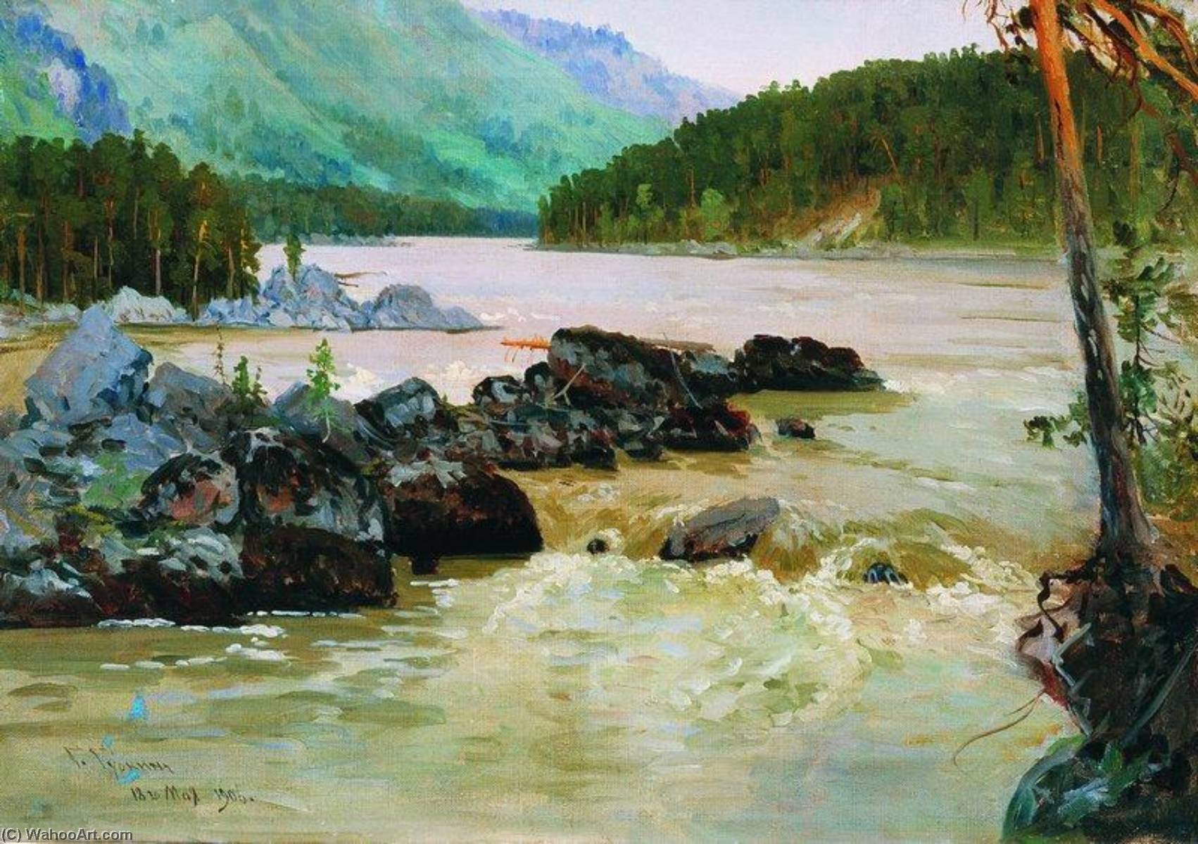Get Paintings Reproductions The Katun River, 1906 by Grigory Gurkin ...