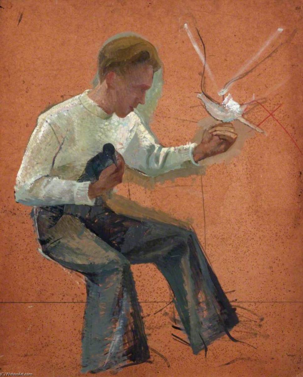 Artwork Replica Man with Birds by Ray Howard Jones (Inspired By) (1903 ...