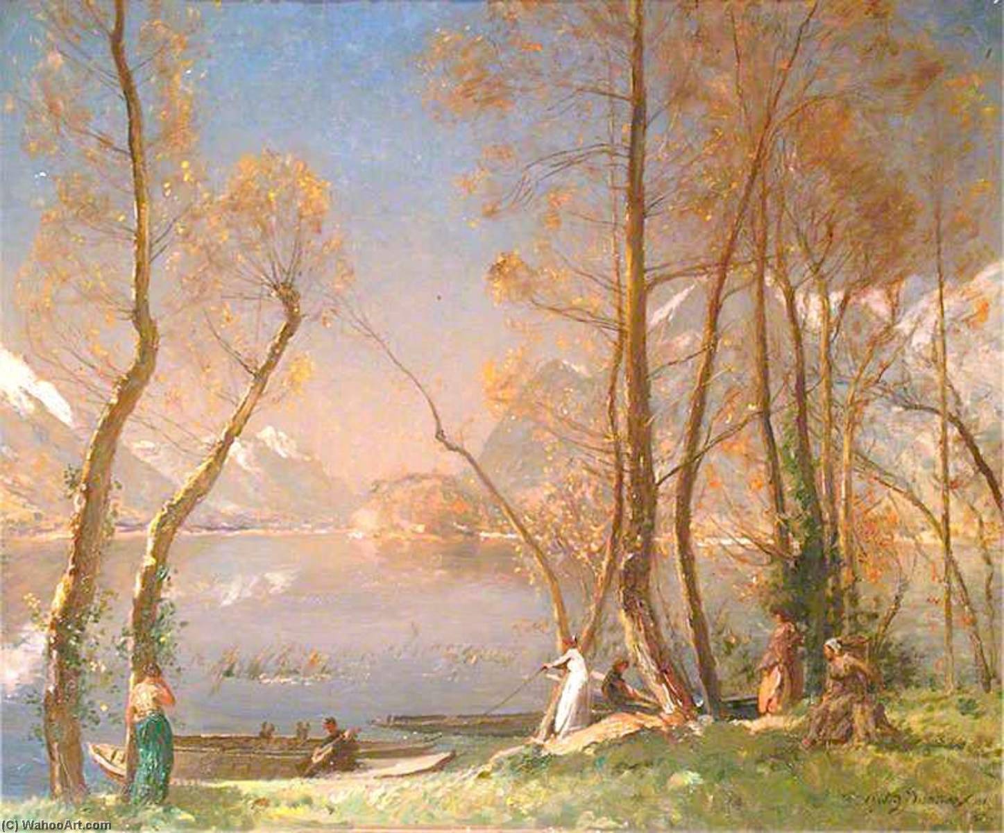 Get Art Reproductions Music by the Lake by Sir David Scott Murray (1866 ...