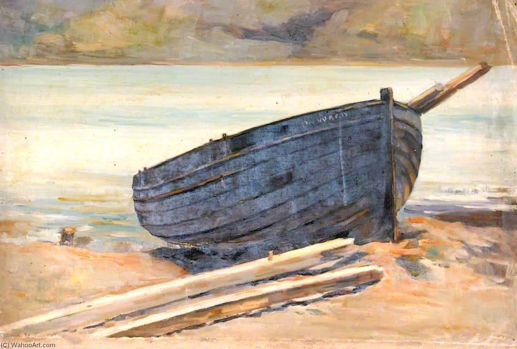 Paintings Reproductions Fishing Boat by William Henry Charlton (1846 ...