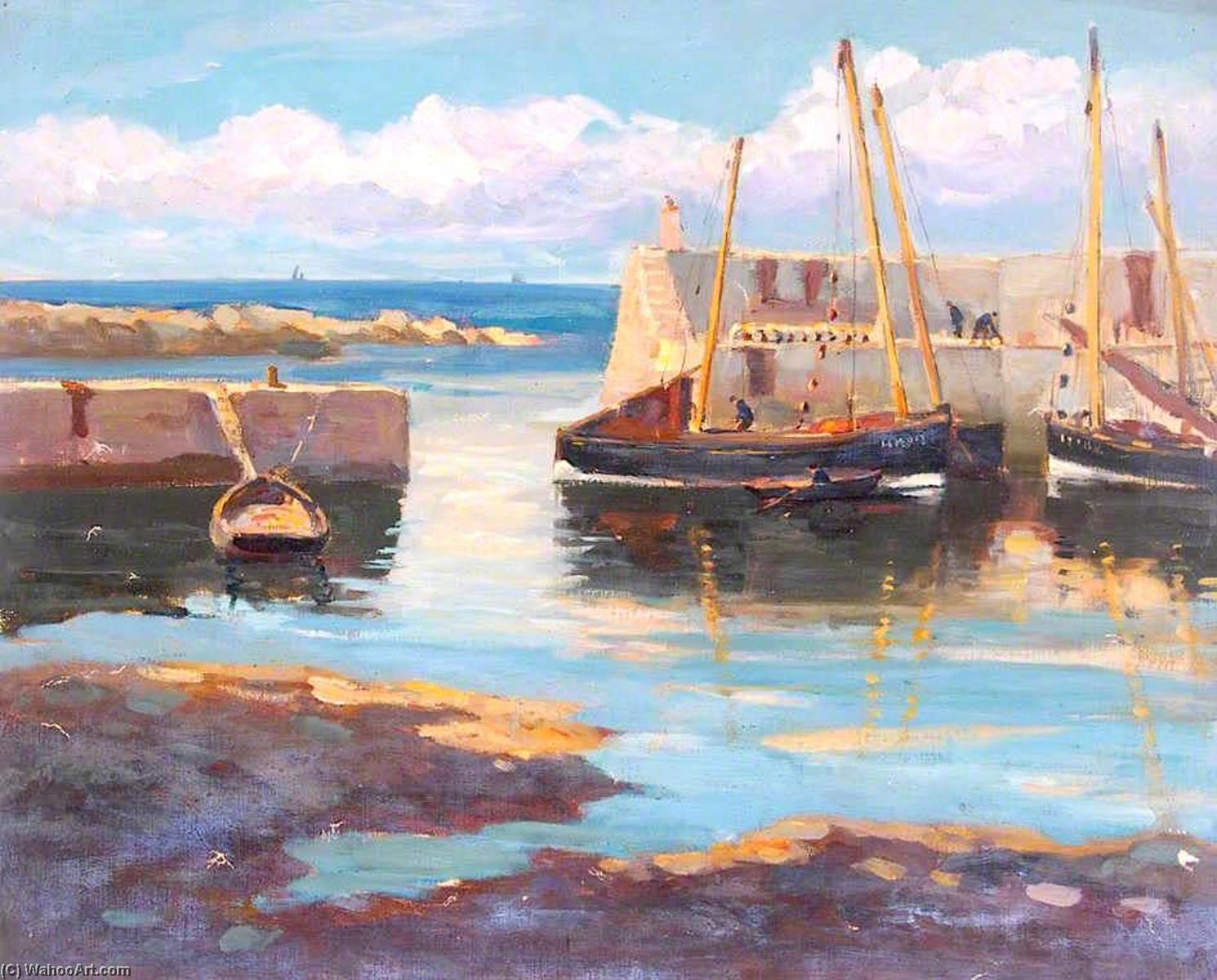 Get Paintings Reproductions Harbour by William Henry Charlton (1846 ...