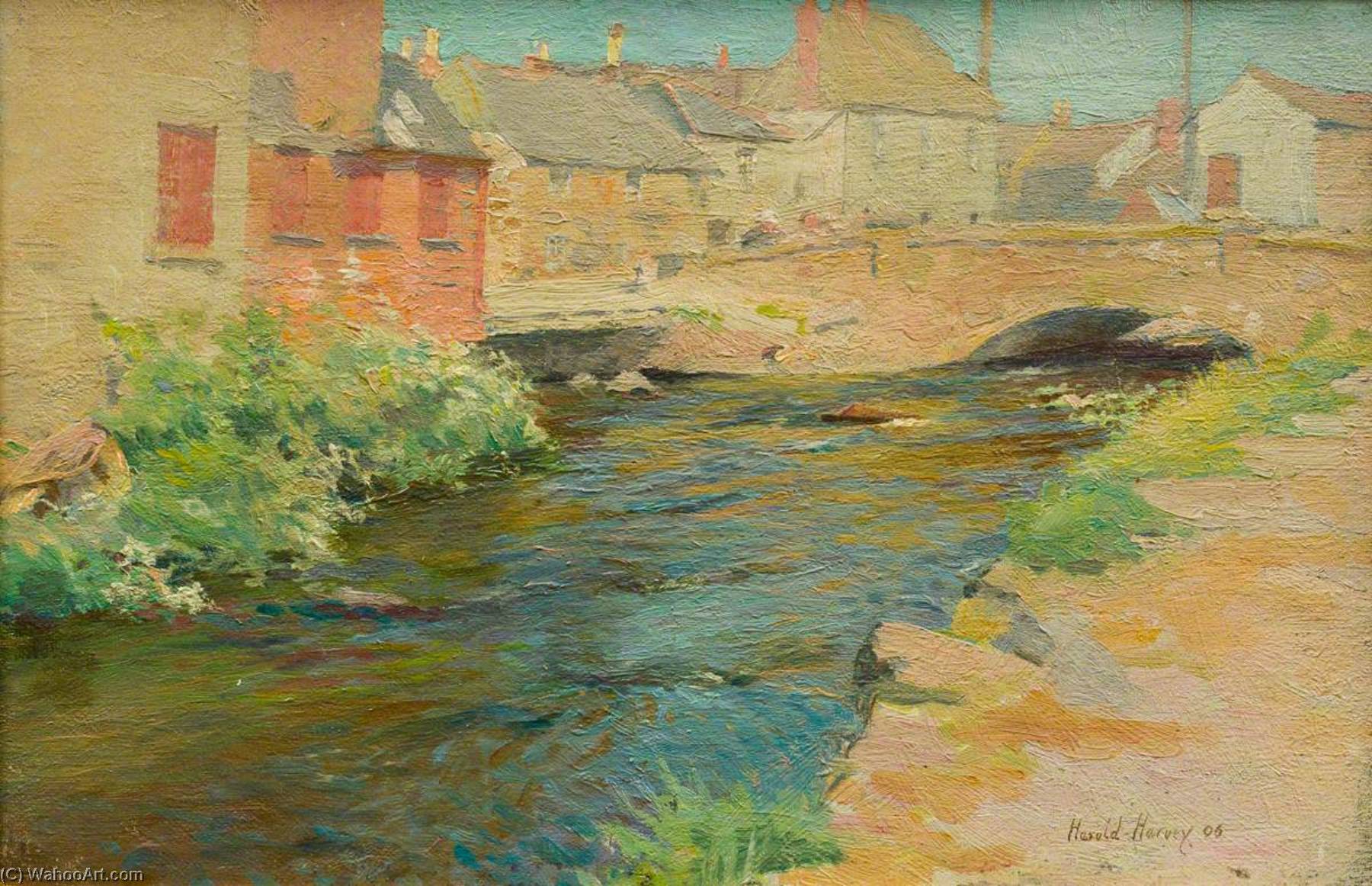 Get Paintings Reproductions Newlyn Bridge, 1906 by Harold Harvey (1874 ...