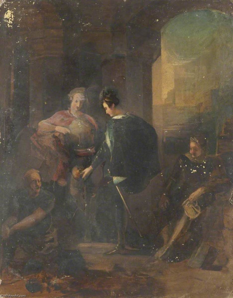 Paintings Reproductions Male Figures beneath a Pillared Arch, 1850 by ...