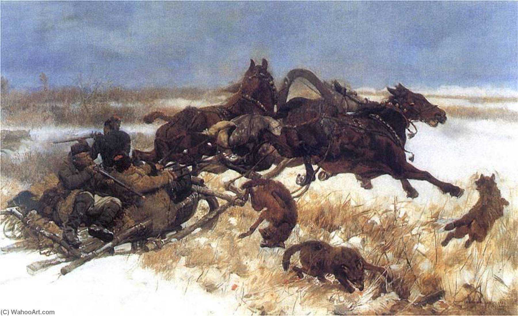 Art Reproductions Wolves attack, 1883 by Józef Chełmoński (1849-1914 ...