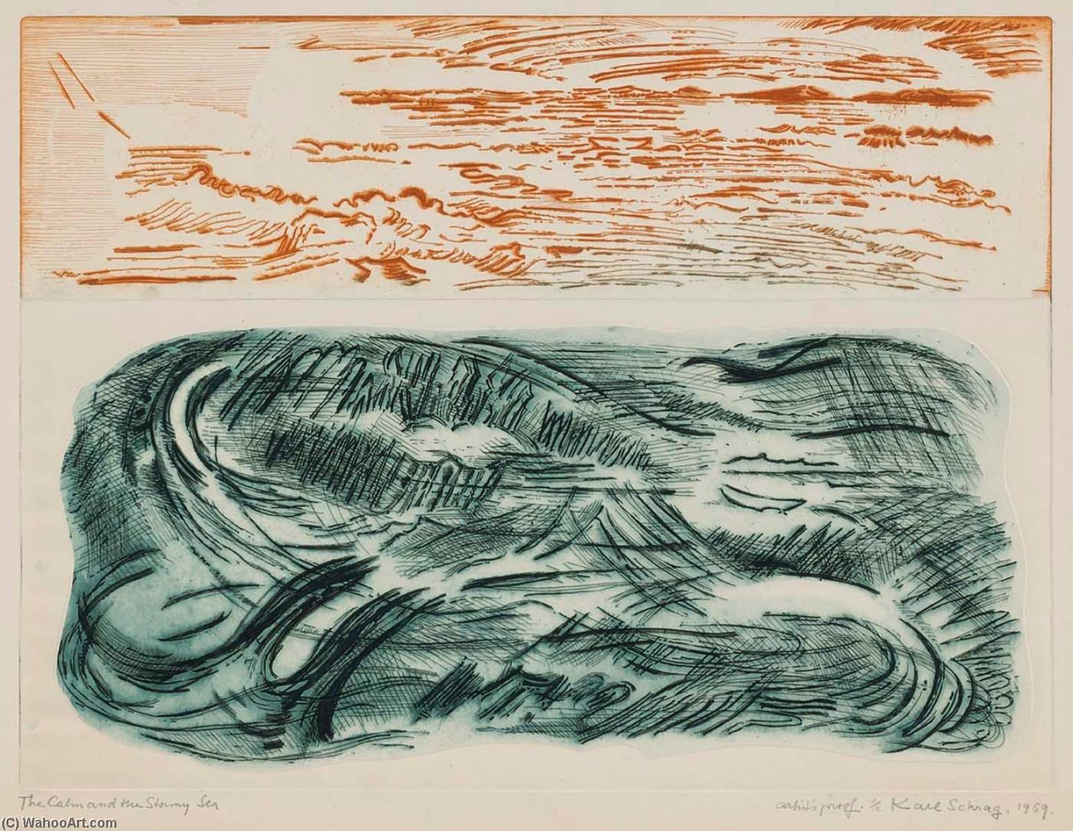 Get Art Reproductions The Calm and the Stormy Sea, 1959 by Karl Schrag ...