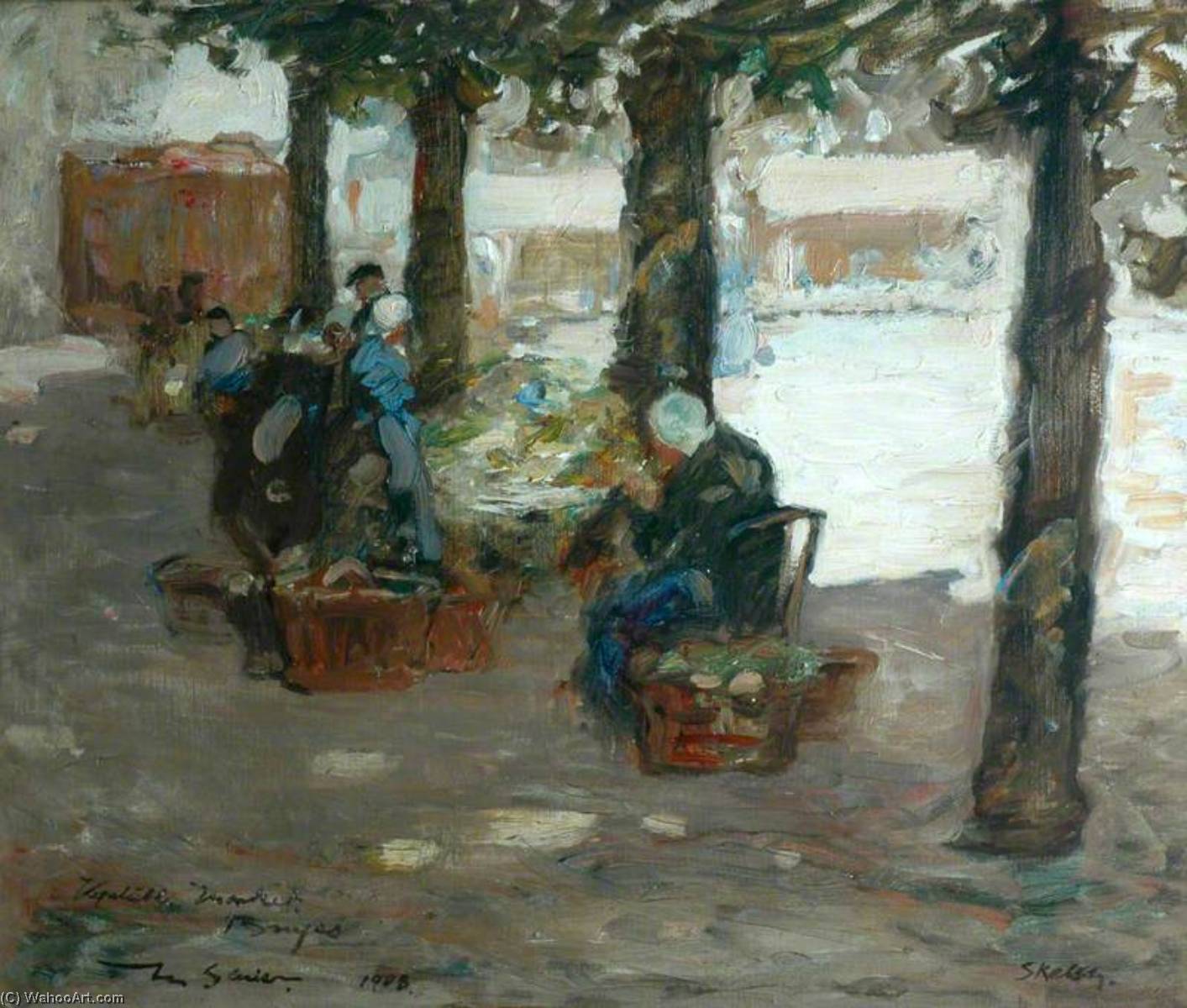 Get Paintings Reproductions Market in Bruges, 1908 by Mark Senior (1864 ...