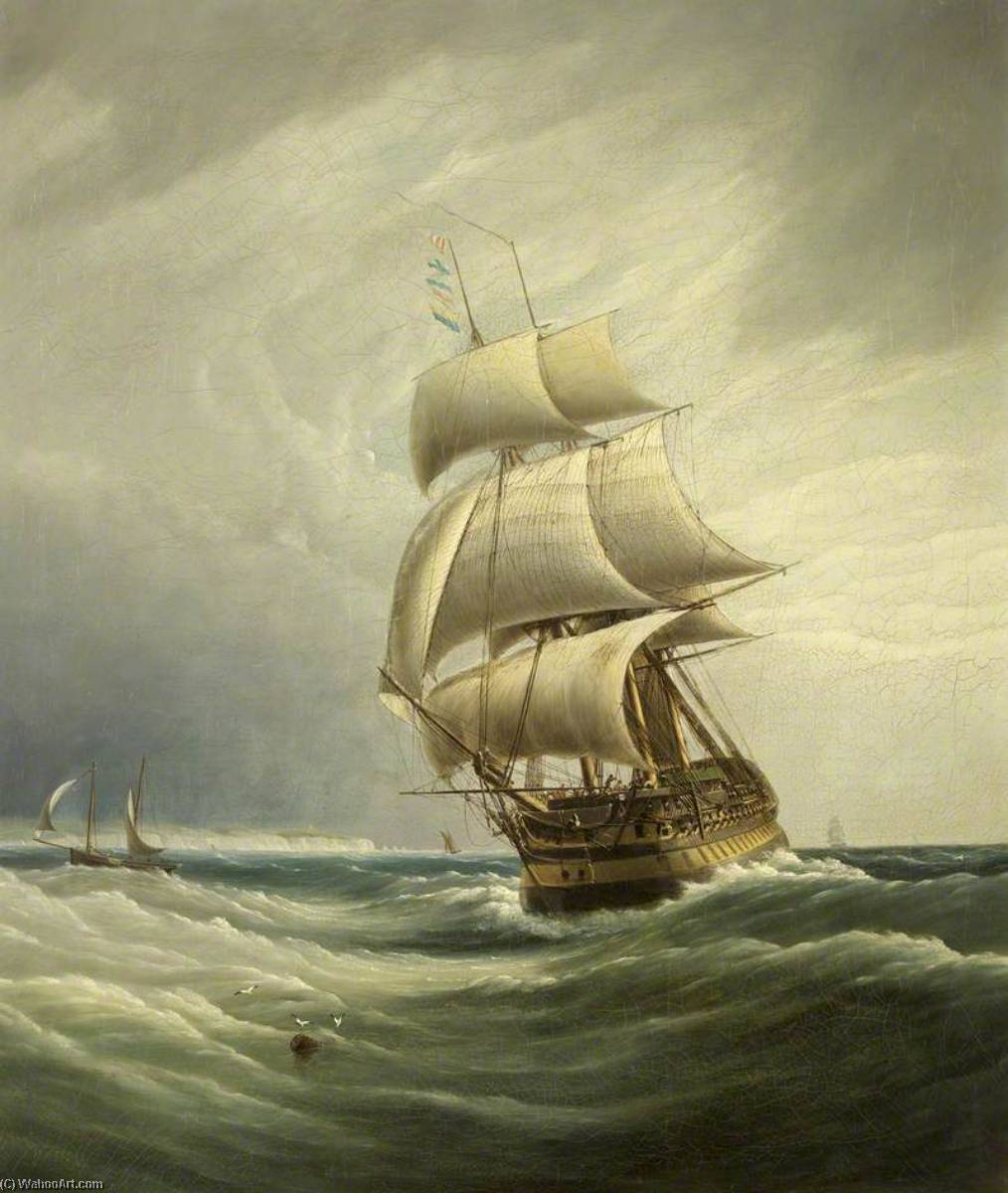 Get Paintings Reproductions Three Masted Ship before the Wind by Joseph ...