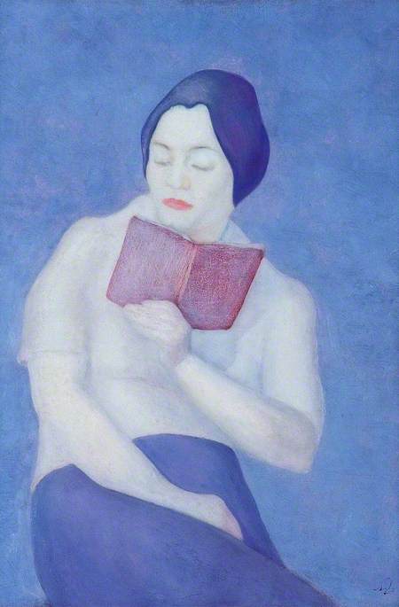 Get Paintings Reproductions Lady Reading a Book, 1945 by Albert Reuss ...