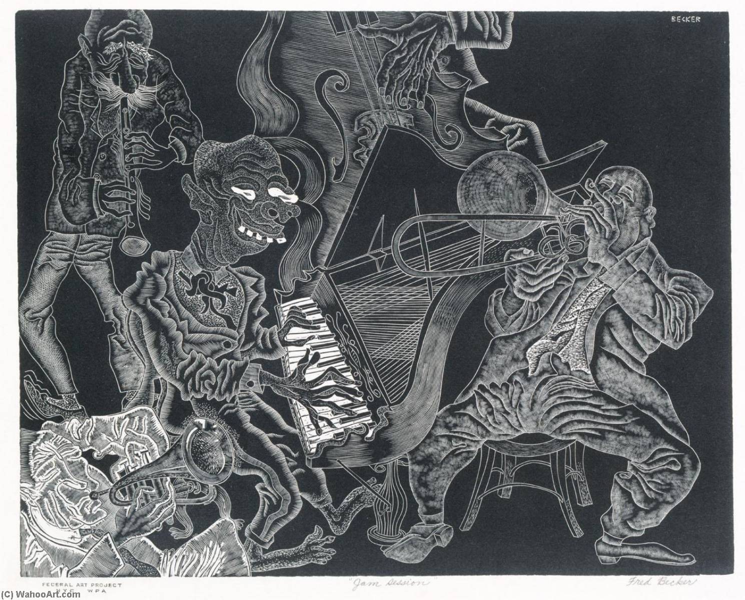 Jam Session, 1937 by Fred Becker (1913-2004) Fred Becker | ArtsDot.com