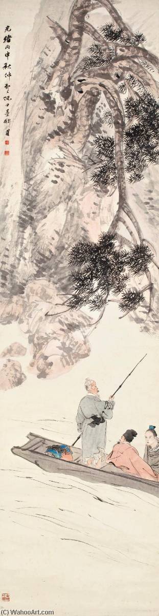 Purchase Oil Painting Replica Drifting by the Red Cliff by Ni Tian ...