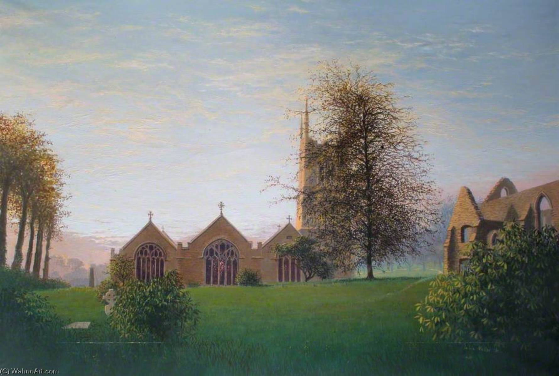 Landscape with a Church by John Miller (1931-2002) John Miller ...