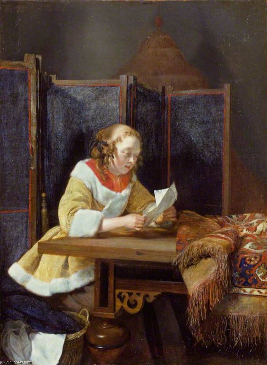 Reproductions D'art Une Dame Lecture une Lettre, 1665 de Gerard ...