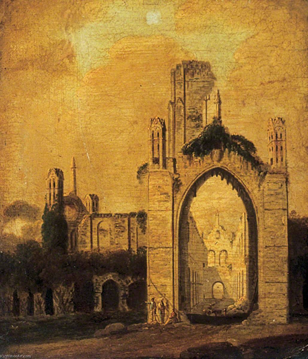 Artwork Replica Kirkstall Abbey from the East, 1825 by Joseph Rhodes ...