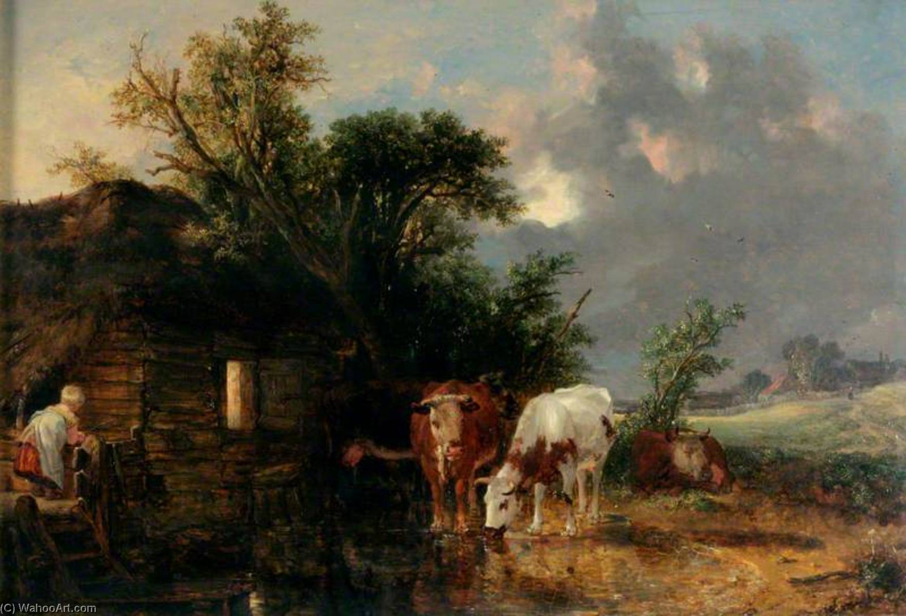 Get Art Reproductions Cows Drinking, 1817 by John Burnet (1784-1868 ...