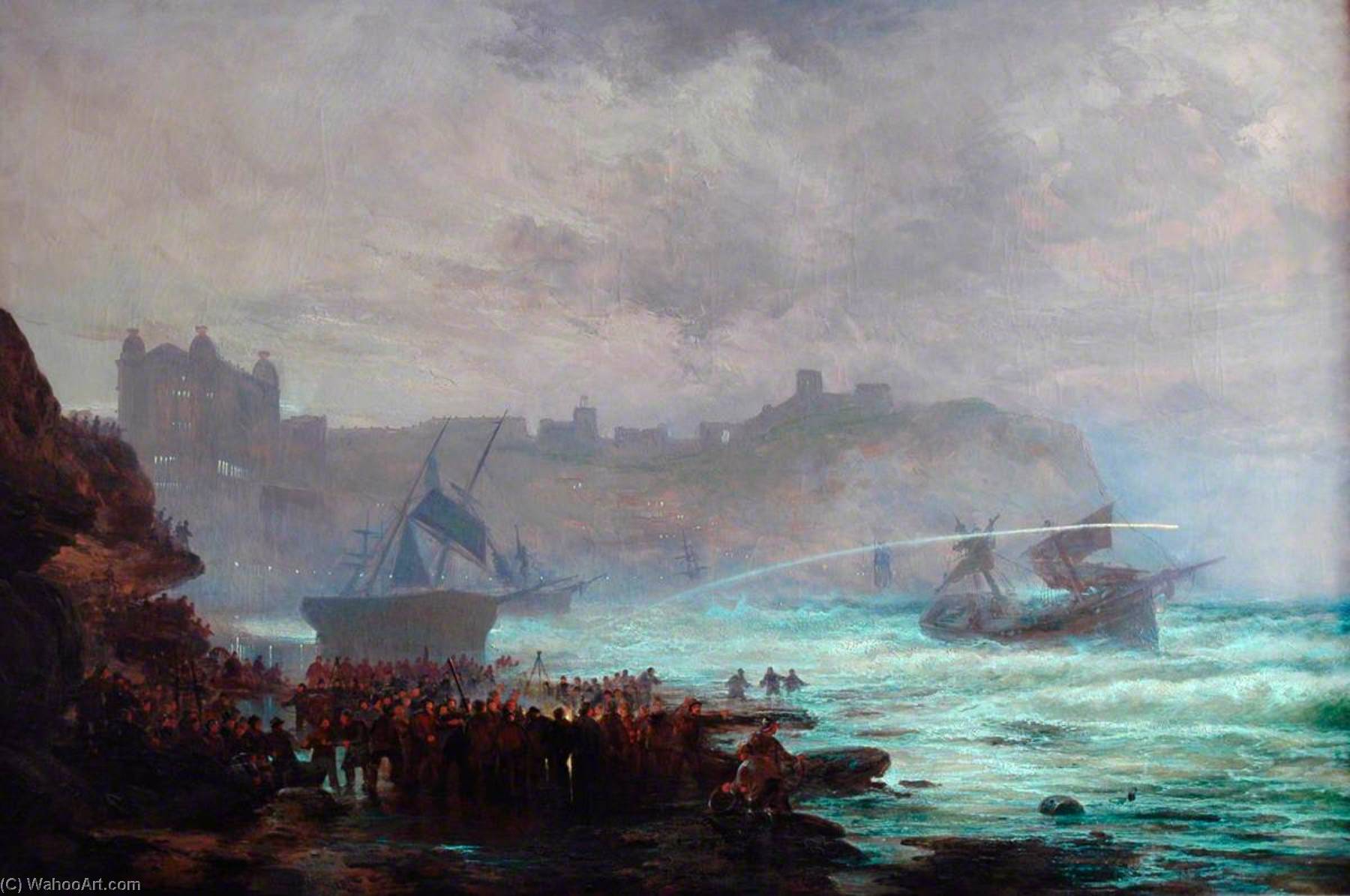 Buy Museum Art Reproductions Wreck off Spa with Crowds on Sands, 1881 ...