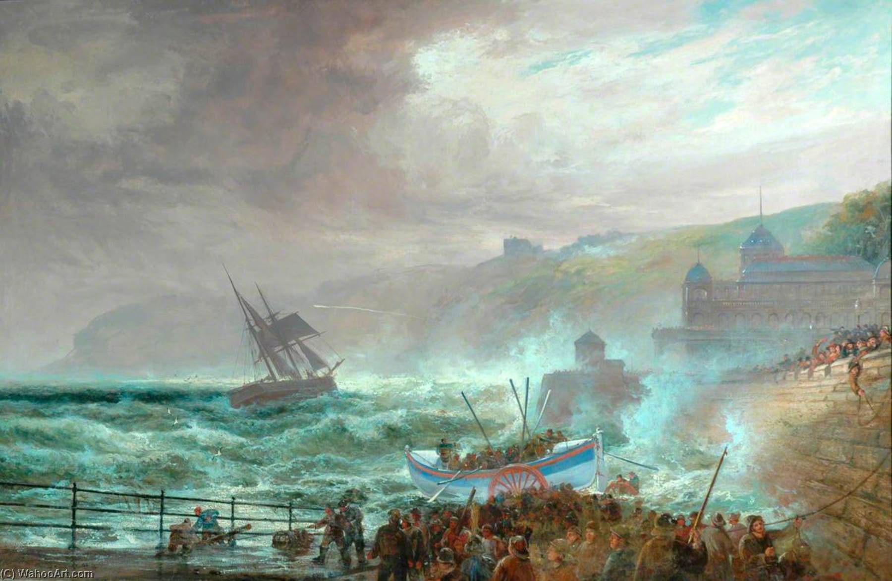 Purchase Oil Painting Replica Wreck off Spa, Showing Lifeboat Being ...