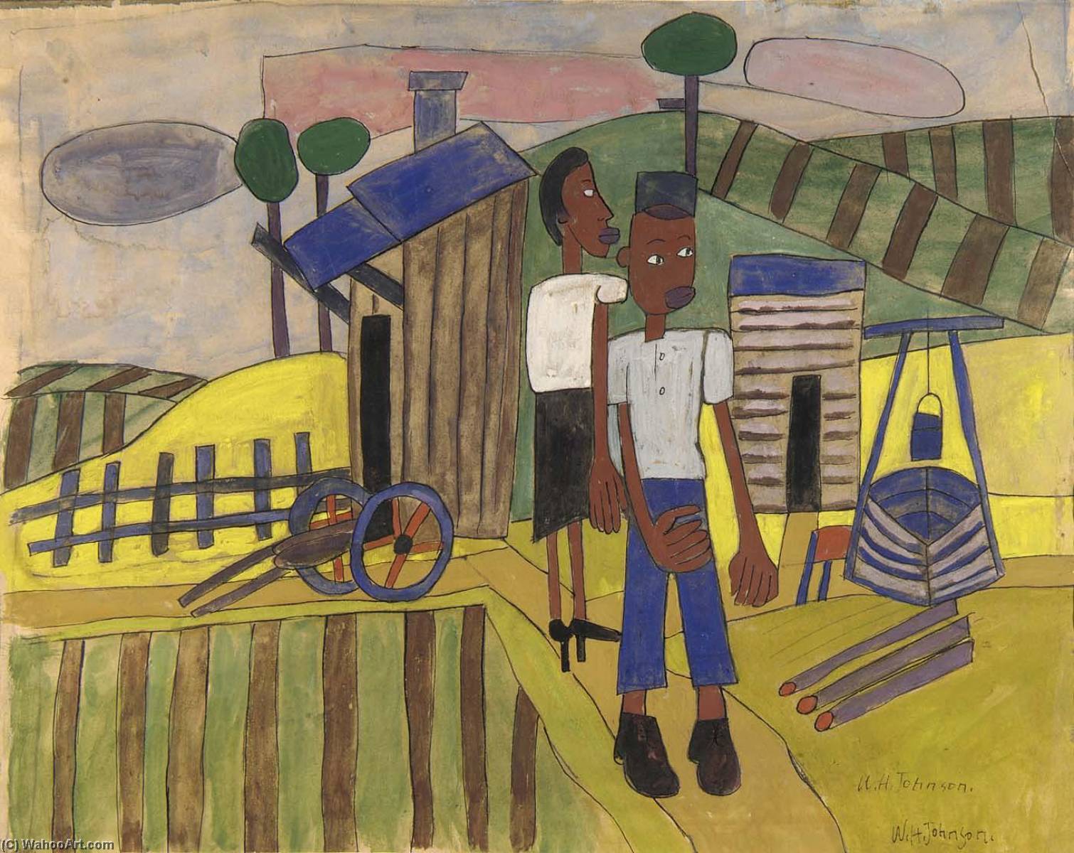 Paintings Reproductions Farm Couple, 1940 by William Henry Johnson ...
