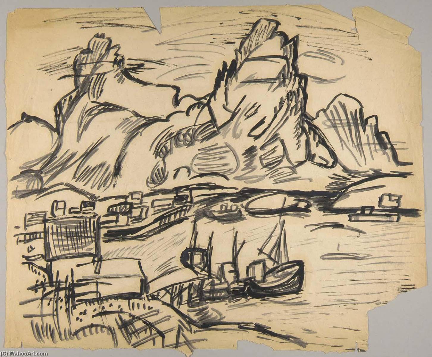 Get Art Reproductions Harbor, Lofoten, Norway, 1937 by William Henry ...